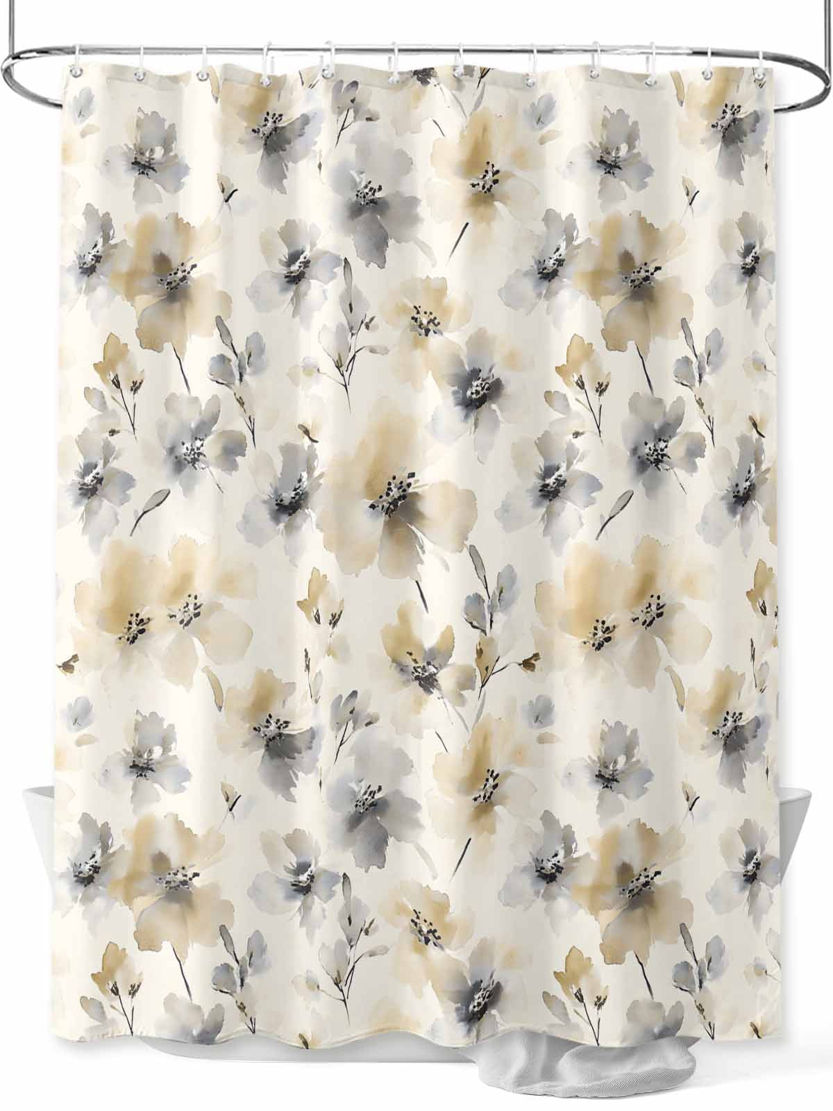 Fsddascl Watercolor Flowers Shower Curtain Set - 72" x 78" Washable ...
