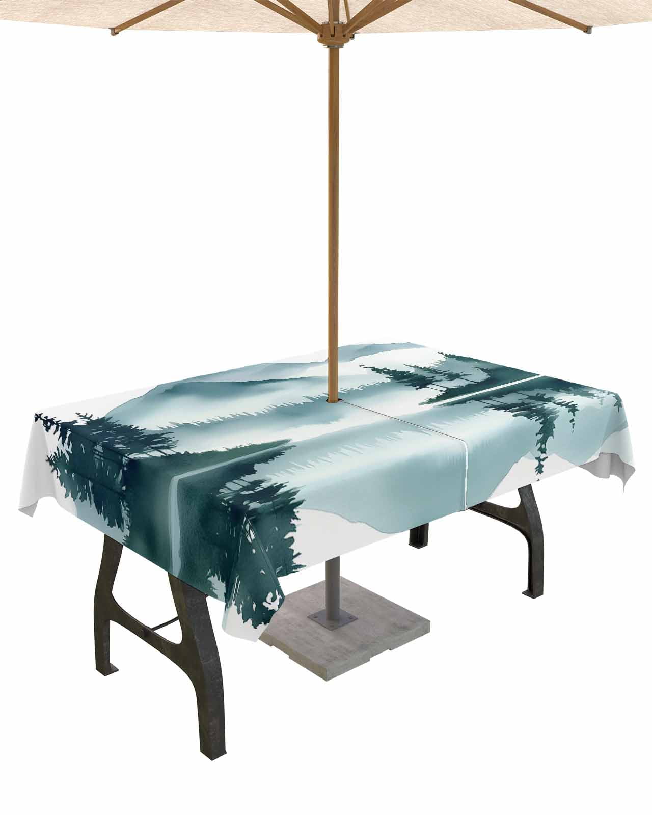 Fsddascl Watercolor Landscape Outdoor Tablecloth - 60x120 Inch ...