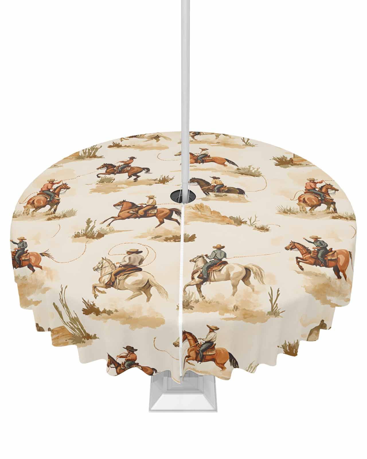 Fsddascl Western Cowboy Outdoor Tablecloth - 54 Inch Round Dining Table ...
