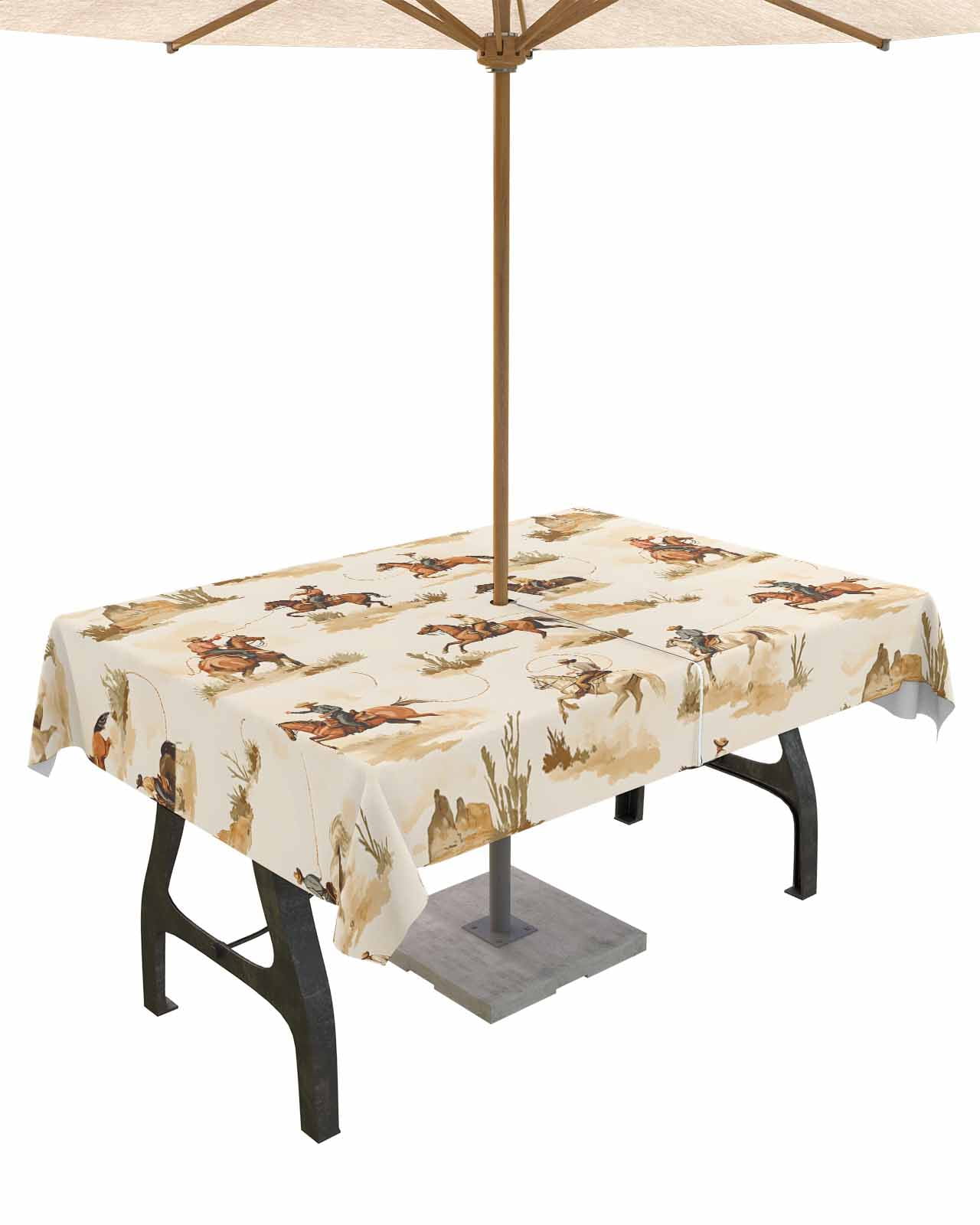 Fsddascl Western Cowboy Outdoor Tablecloth - 60x120 Inch Rectangle ...