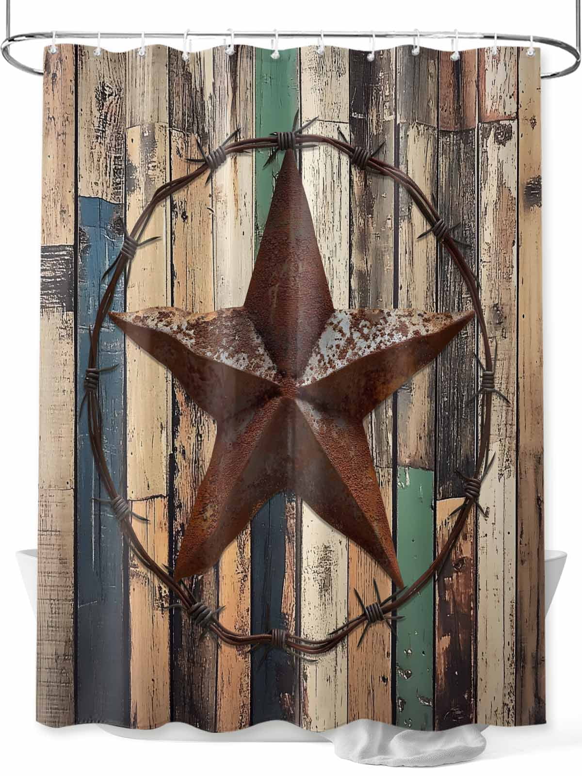 Fsddascl Western Texas Stars Shower Curtain Set - Extra Long 72" x 96 ...