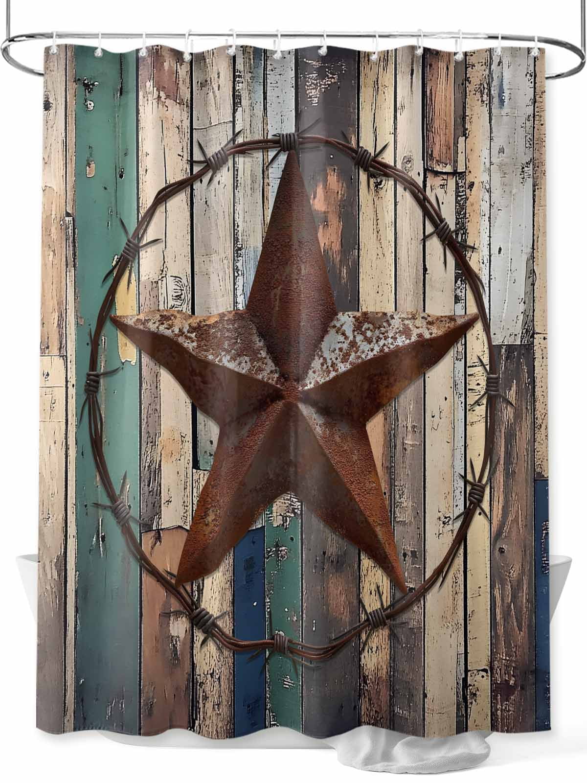Fsddascl Western Texas Stars Shower Curtain Set - Extra Long 72" x 96 ...