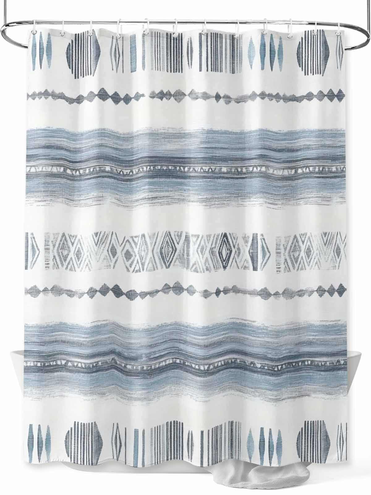 Fsddascl White Blue Brush Shower Curtain Set - 66" x 72" Washable ...