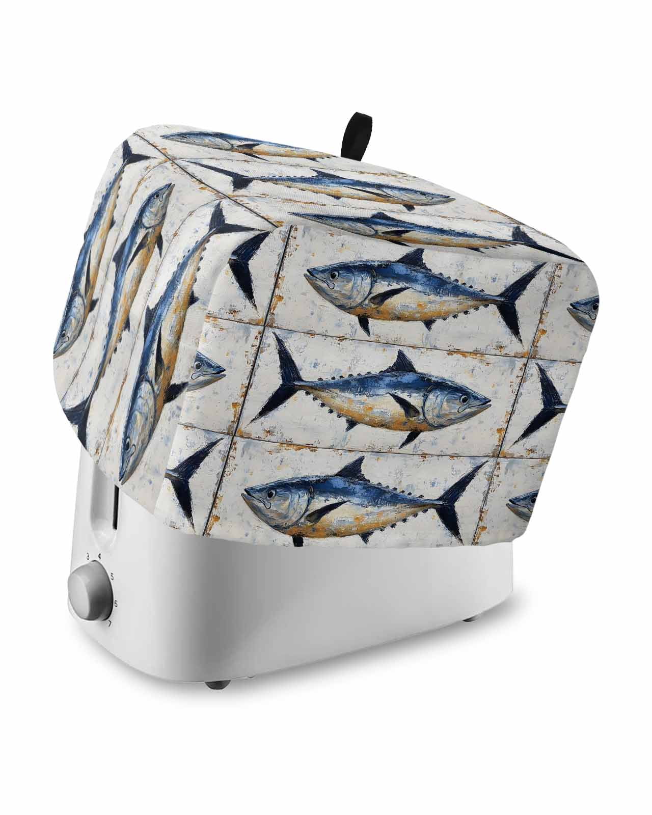 Fsddascl White Navy Blue Fish Toaster Cover 2 Slice, Small Kitchen ...