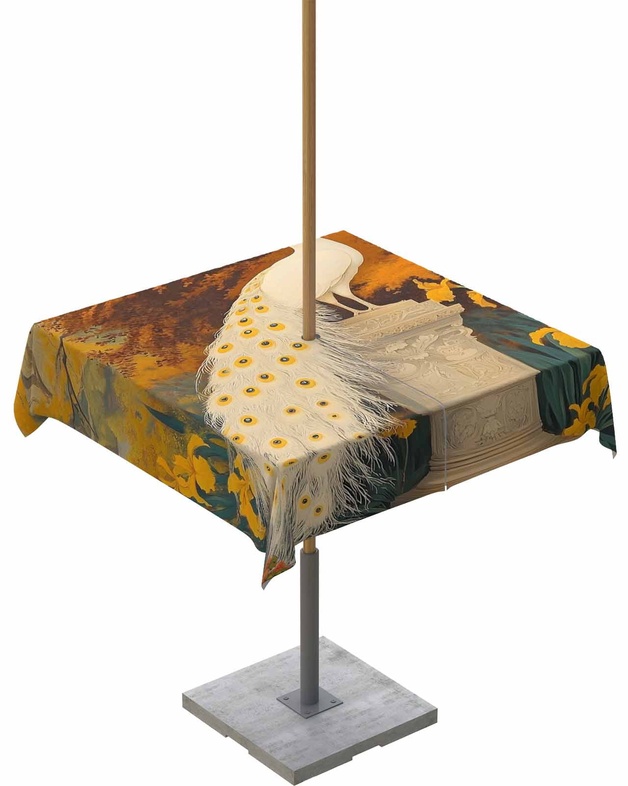 Fsddascl White Peacock Outdoor Tablecloth - 60x60 Inch Square Dining ...