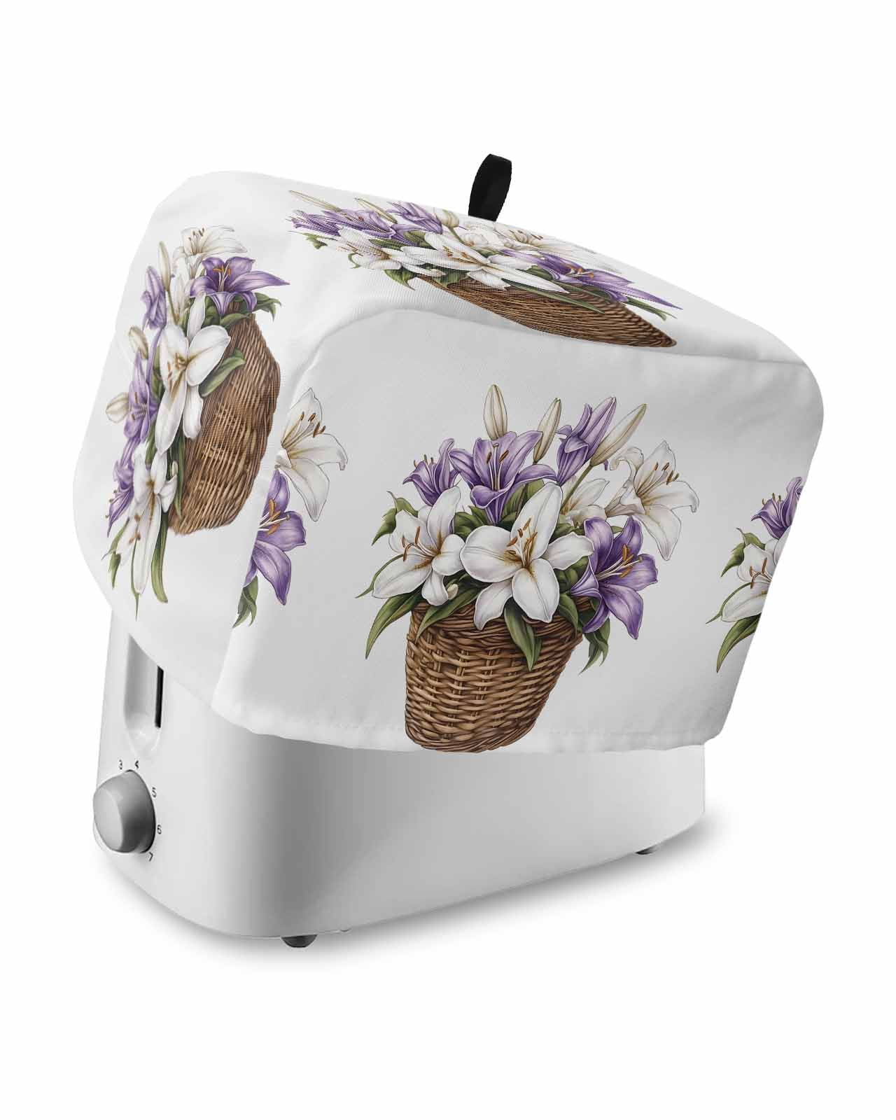Fsddascl White Spring Floral Toaster Cover 4 Slice, Large Kitchen ...