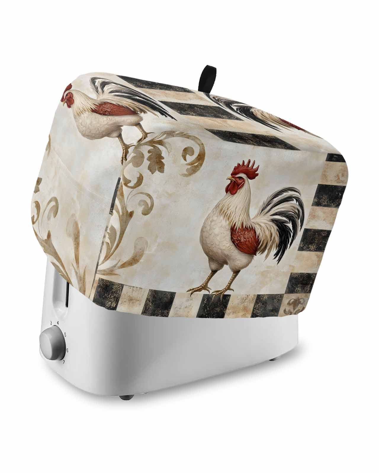 Fsddascl White Vintage Rooster Toaster Cover 4 Slice, Large Kitchen ...