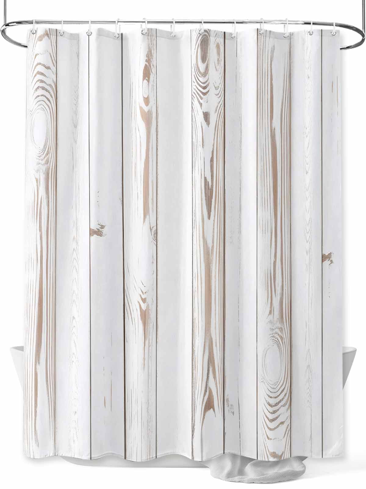 Fsddascl White Wood Grain Shower Curtain Set - 48" x 72" Washable ...