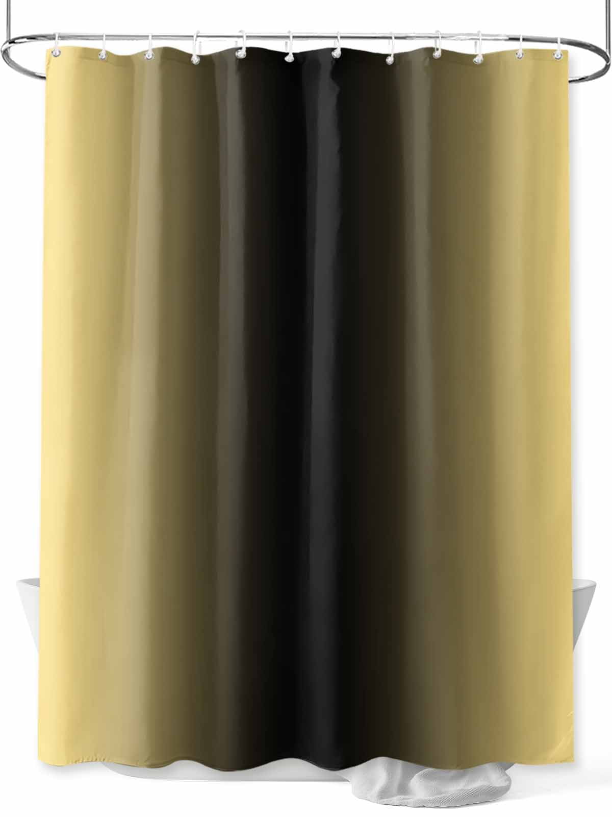 Fsddascl Yellow Black Ombre Shower Curtain Set - Extra Long 72" x 96" Bathtub Curtain with 12 ...