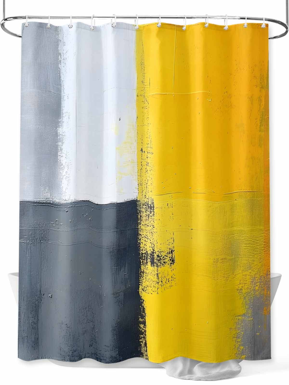 Fsddascl Yellow Grey Shower Curtain Set - 48" x 72" Washable Bathtub ...