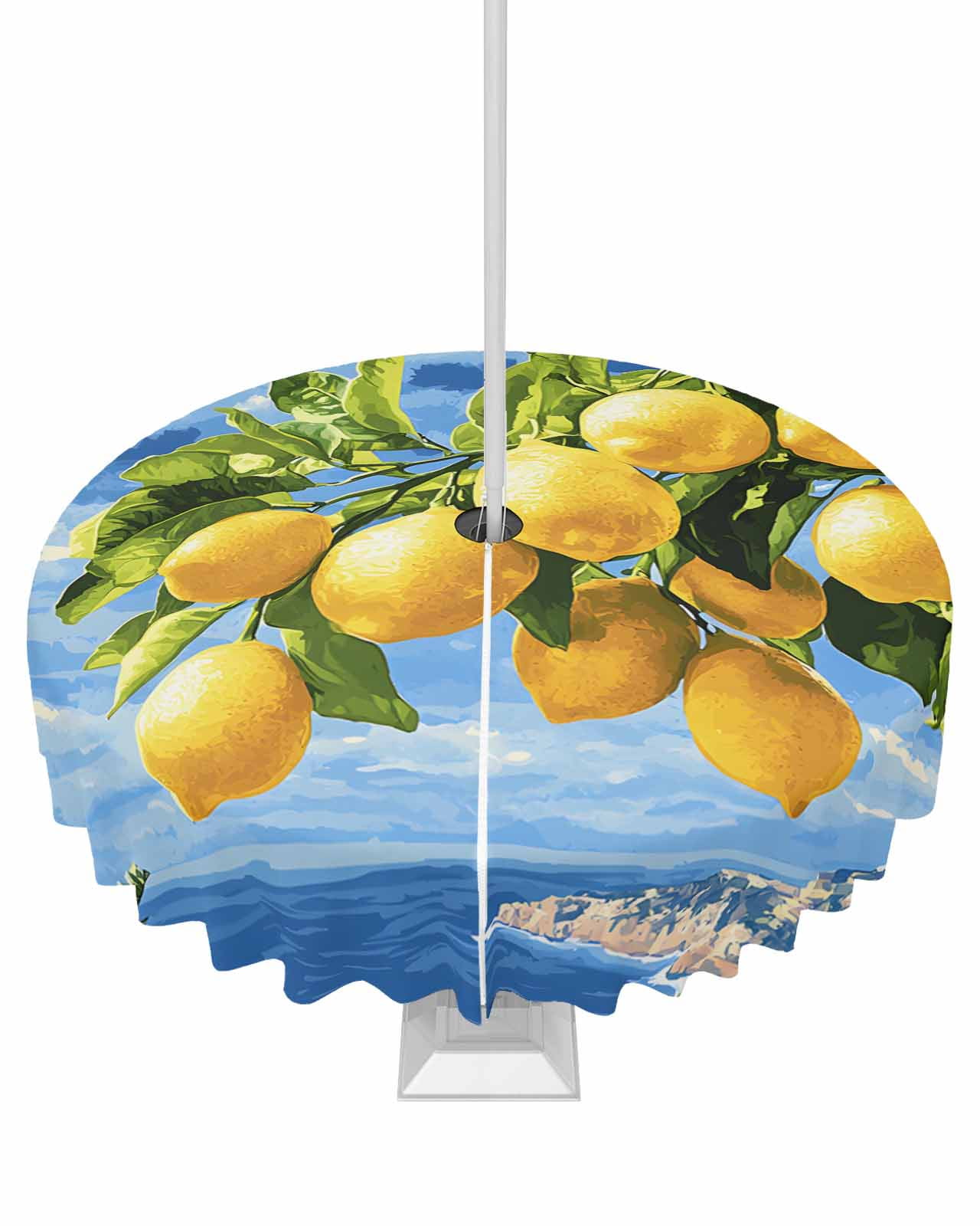 Fsddascl Yellow Lemon Outdoor Tablecloth - 60 Inch Round Dining Table ...