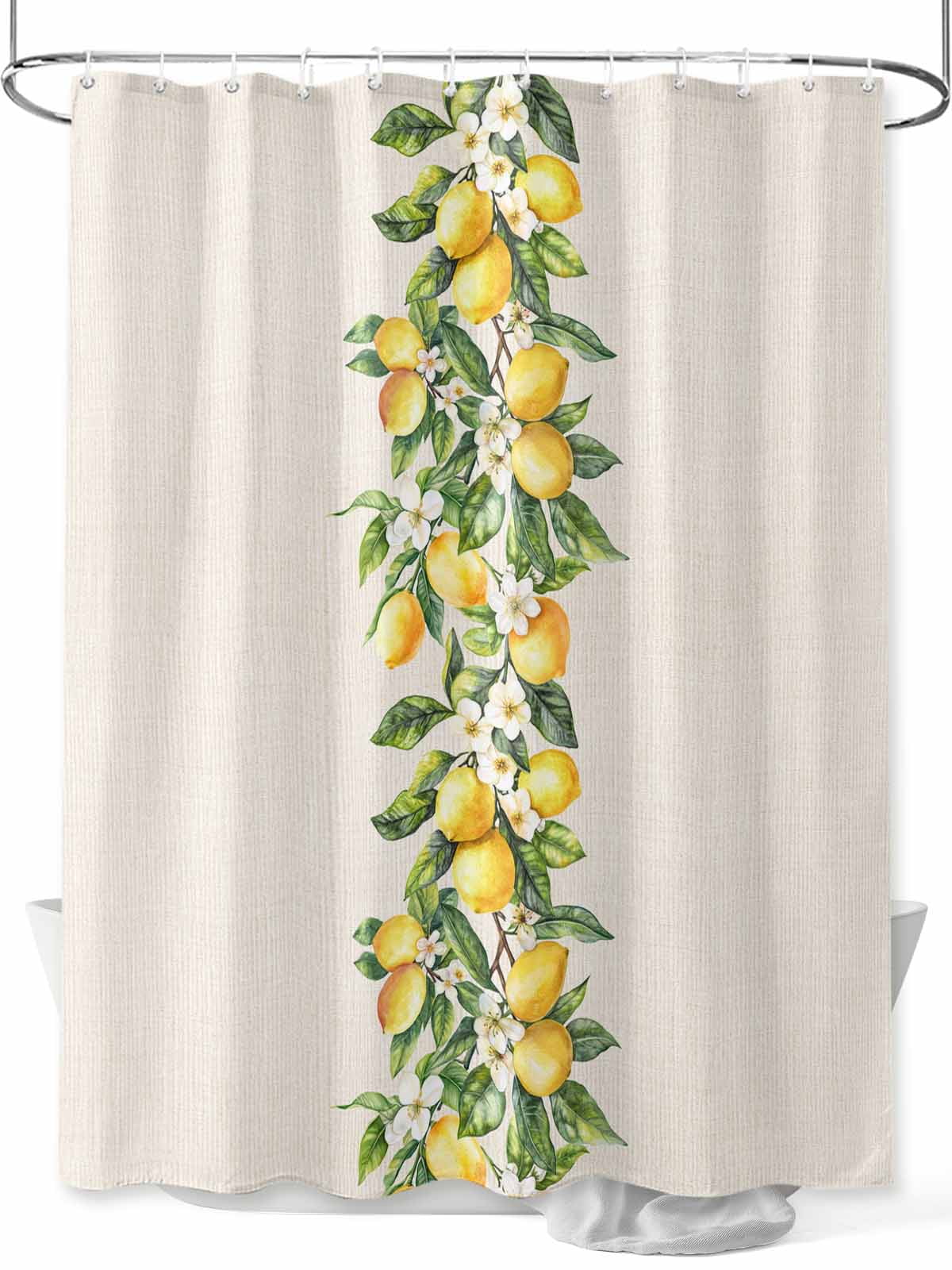 Fsddascl Yellow Lemon Shower Curtain Set - 36" x 78" Washable Bathtub Curtain with 12 Hooks ...
