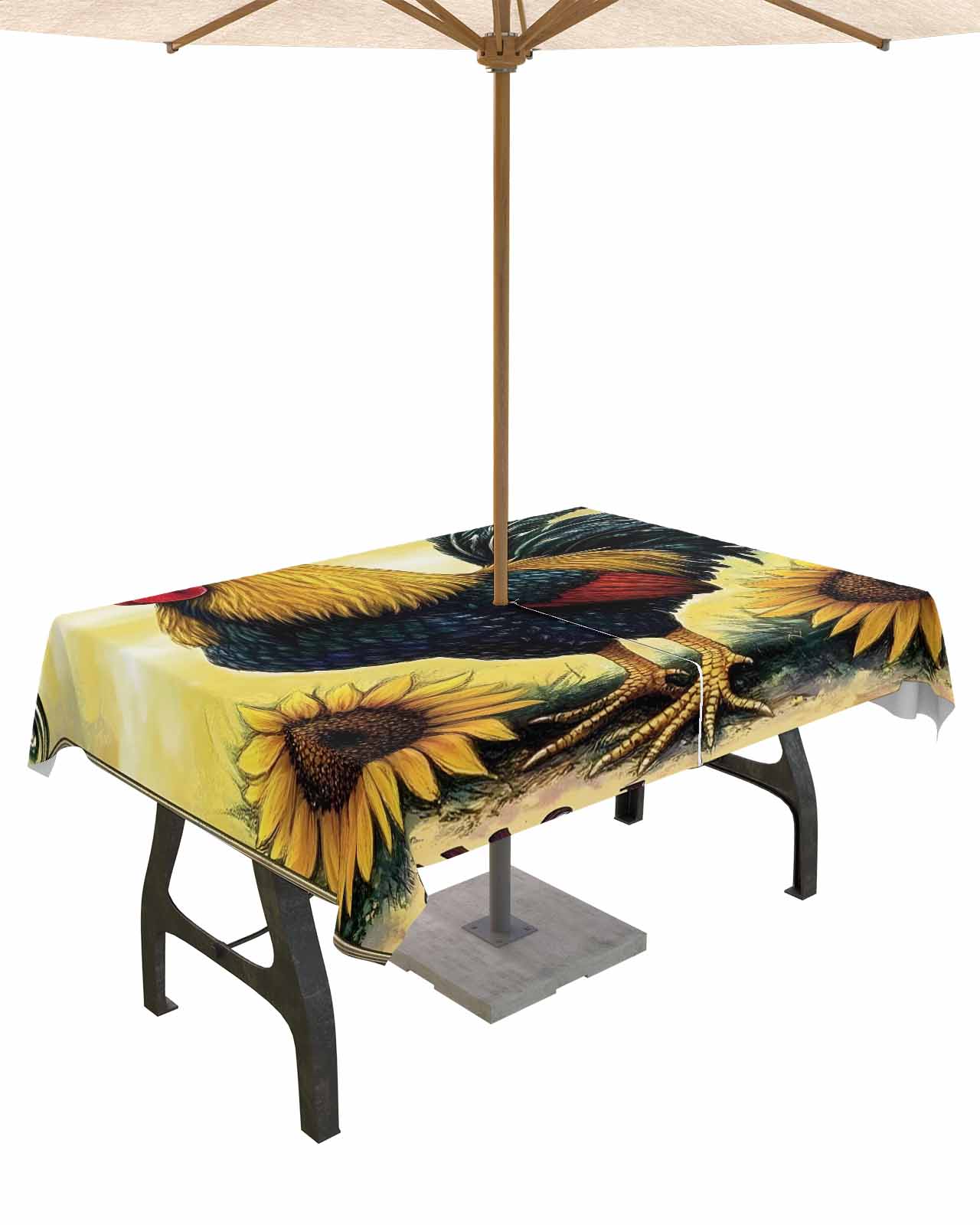 Fsddascl Yellow Retro Rooster Outdoor Tablecloth - 60x102 Inch ...
