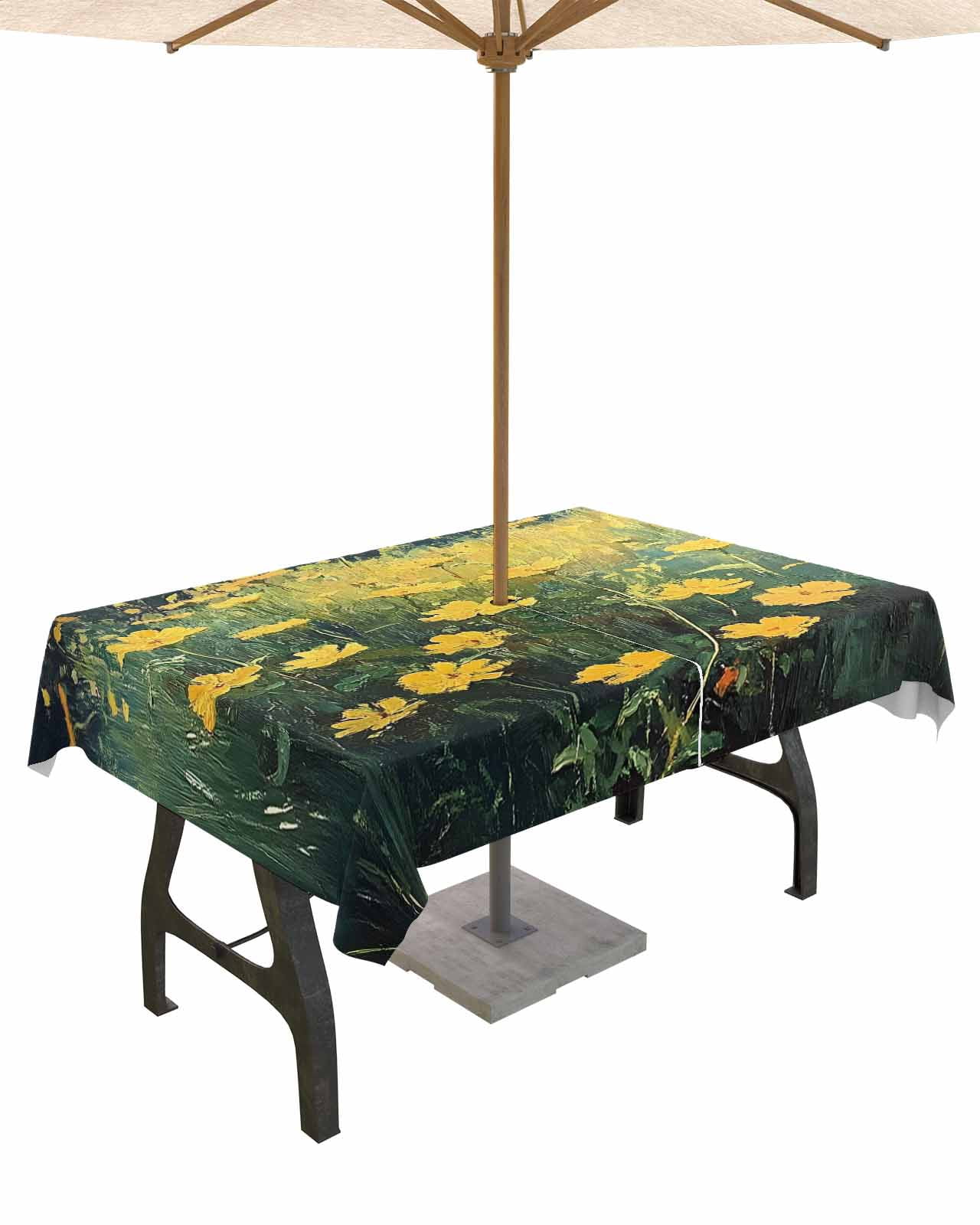 Fsddascl Yellow Spring Floral Outdoor Tablecloth - 60x120 Inch ...