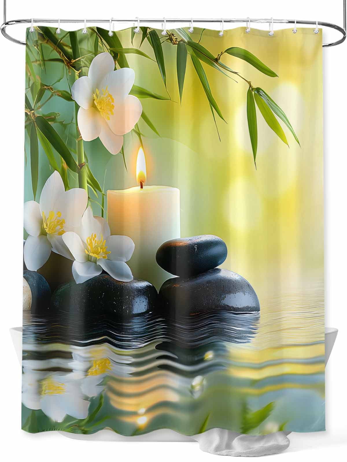 Fsddascl Zen Stones Shower Curtain Set - Standard 72" x 72" Bathtub ...