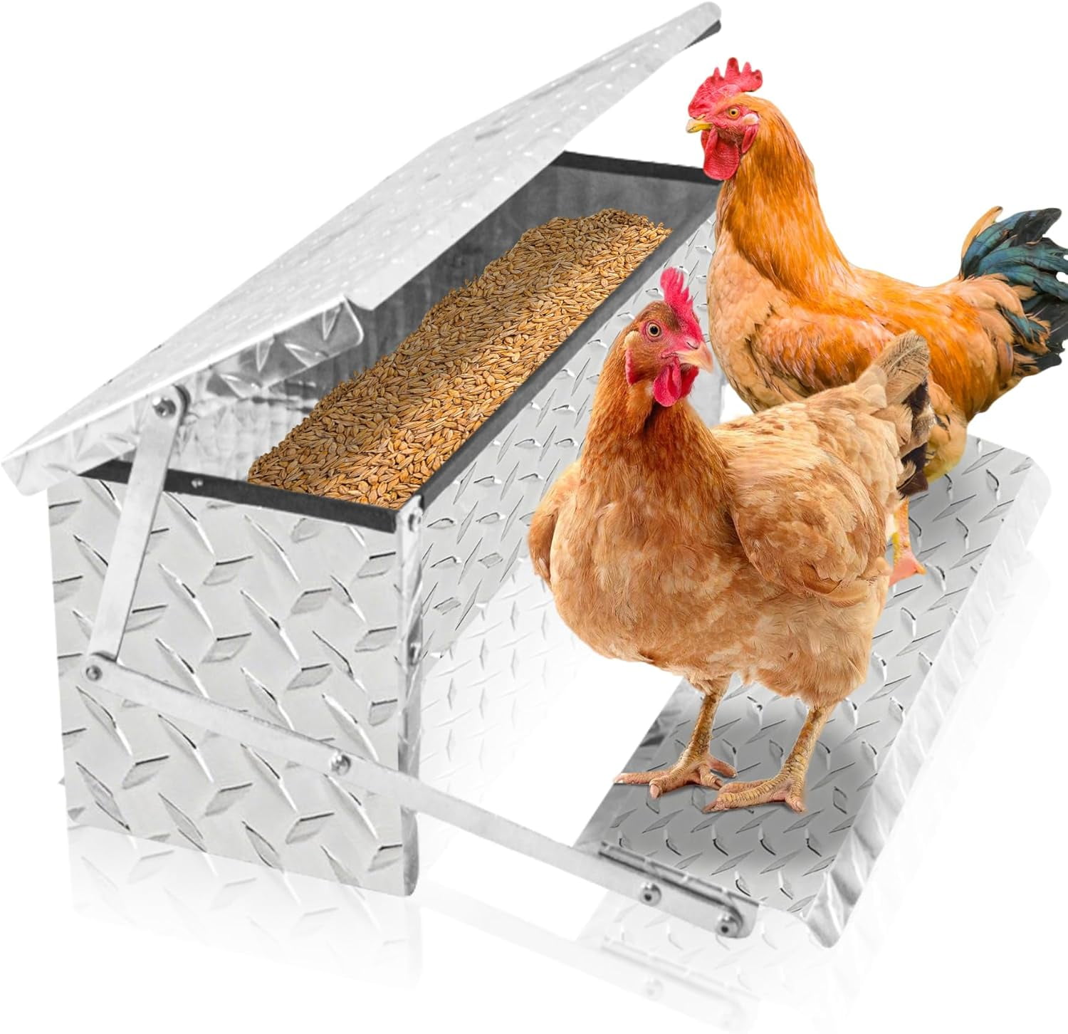 ‎Fsehyue Automatic Chicken Feeder Chook Food Feeder Capacity Treadle ...