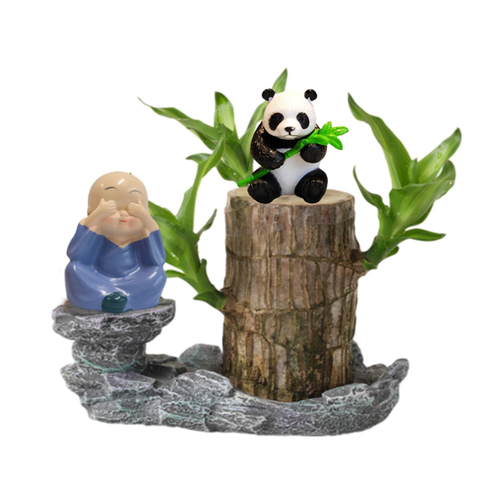 Fshinging 10cm Panda Statue Brazil Wood Hydroponic Tree Mini Potted ...