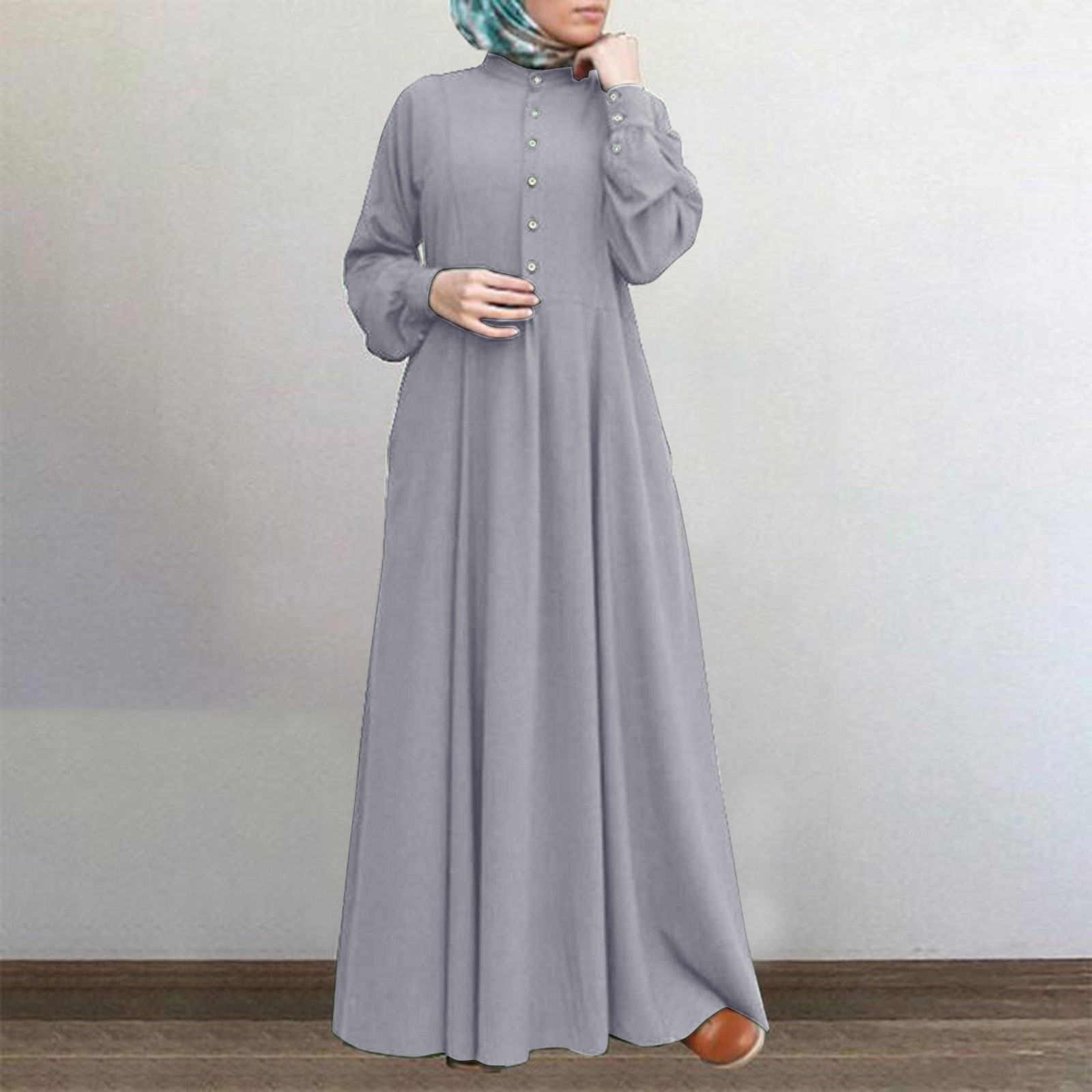 Fshinging 2025 Summer Dresses For Women Casual Long Solid Button V Neck ...