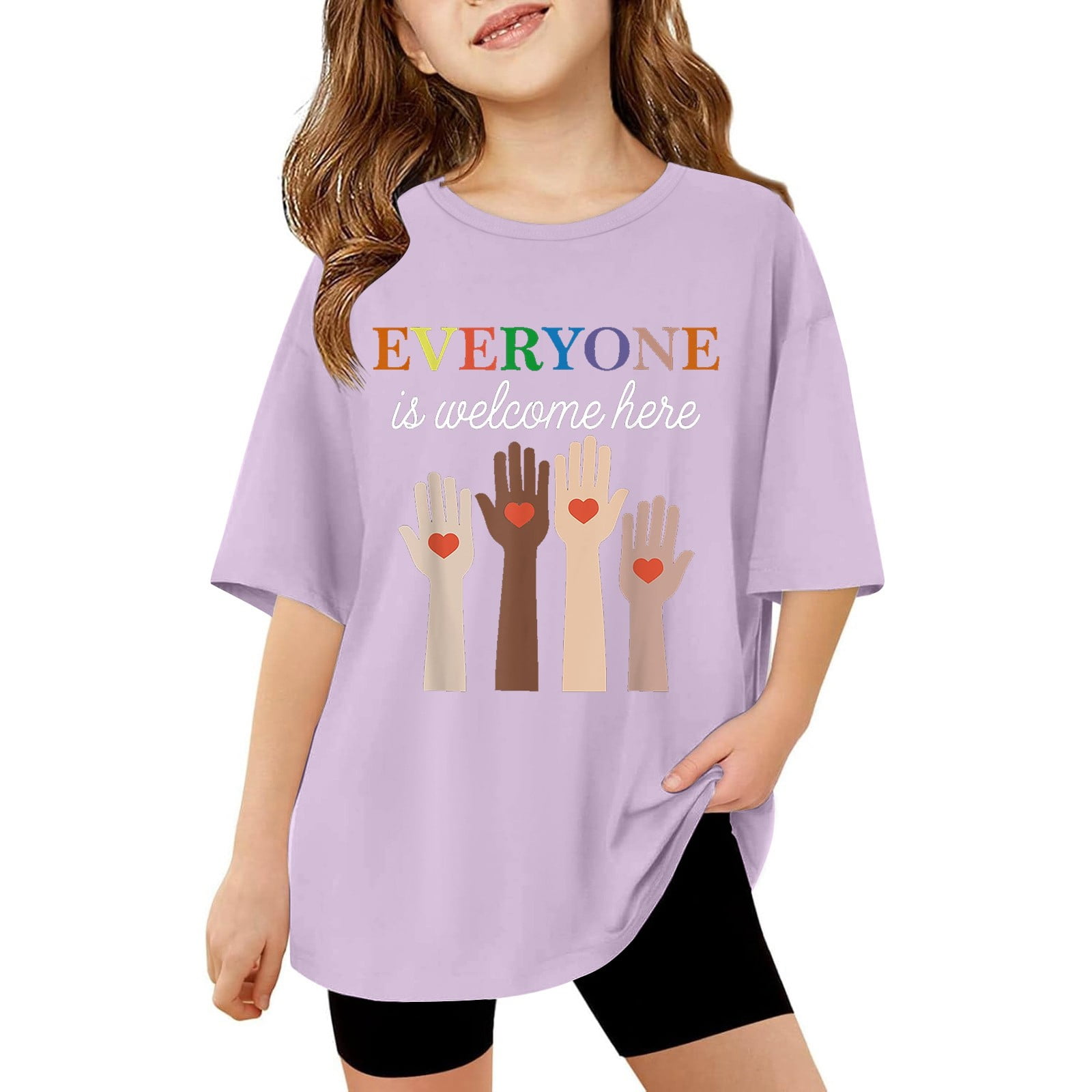 Fshinging 2025 Summer Girls Tops Fashion Letter Print Shor Sleeve ...