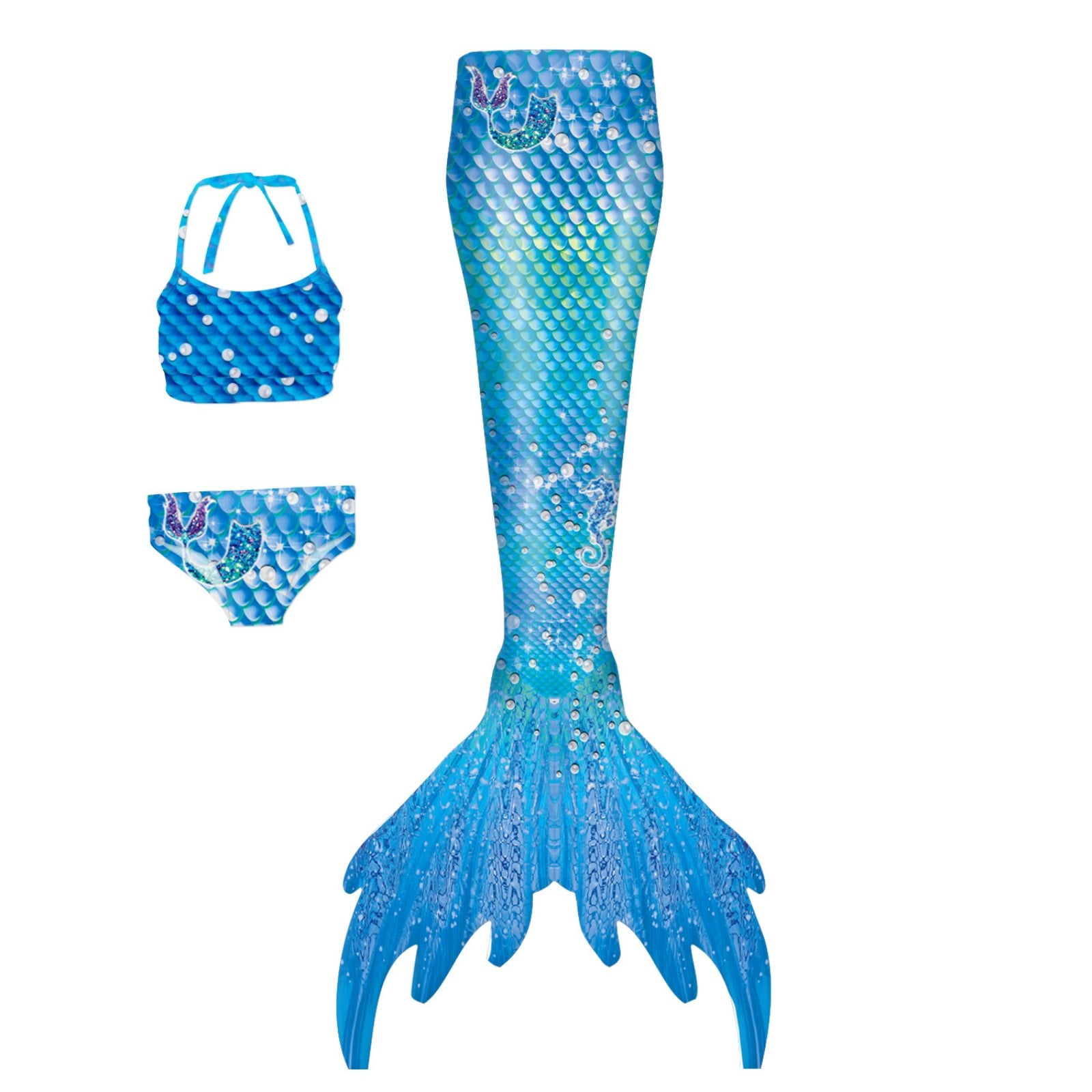 Fshinging 3 Piece Summer Girls Bikini Tail Set Holiday Swimsuit ...