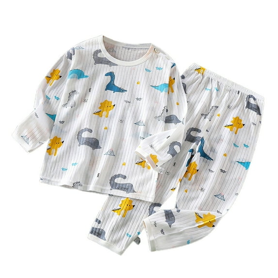 Fshinging Boys Pajama Sleepwear Sets Cartoon Dinosaur Print Long Sleeve Tops And Pants Children ...