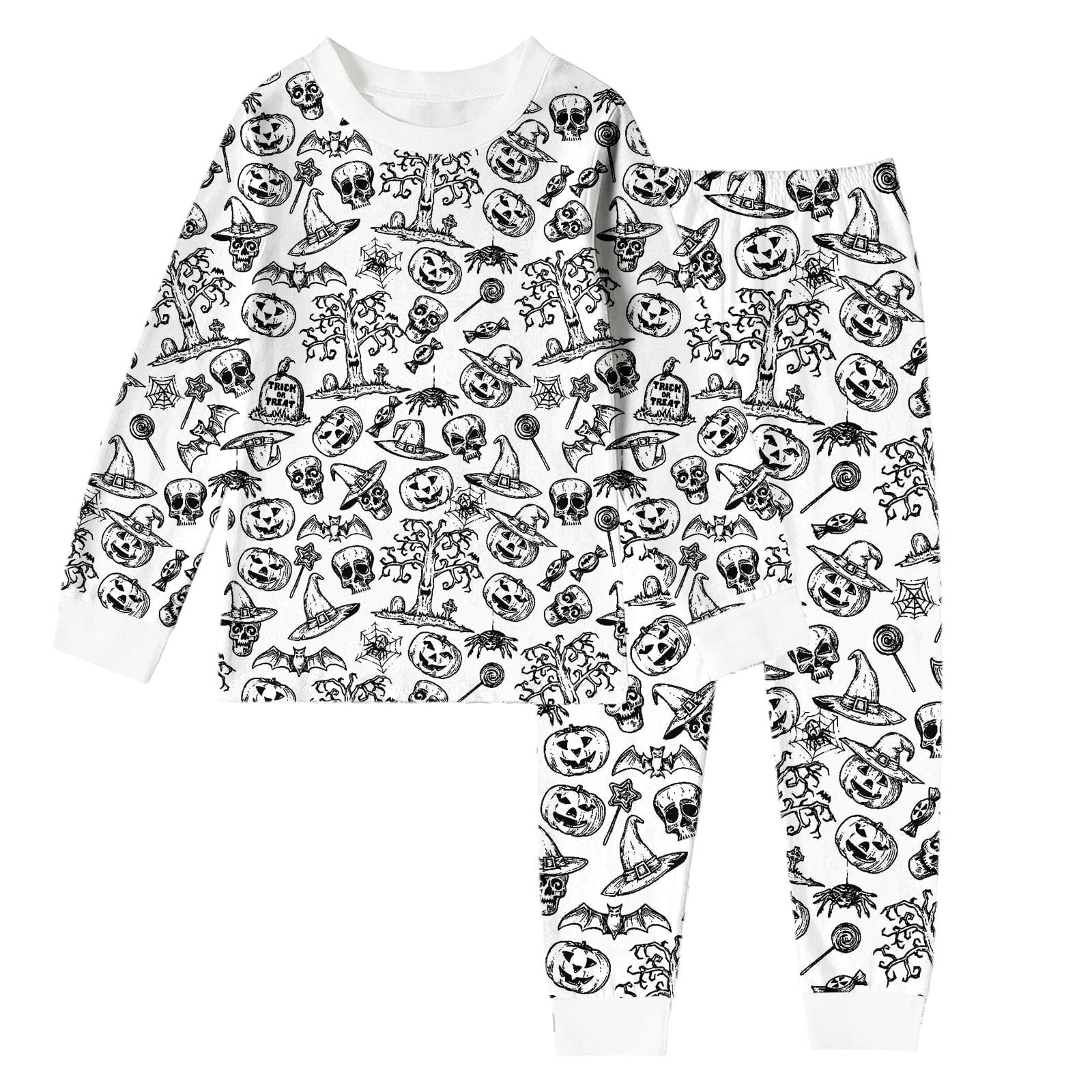 Fshinging Boys Summer Pajamas DIY Ghost Skull Print Long Sleeve ...