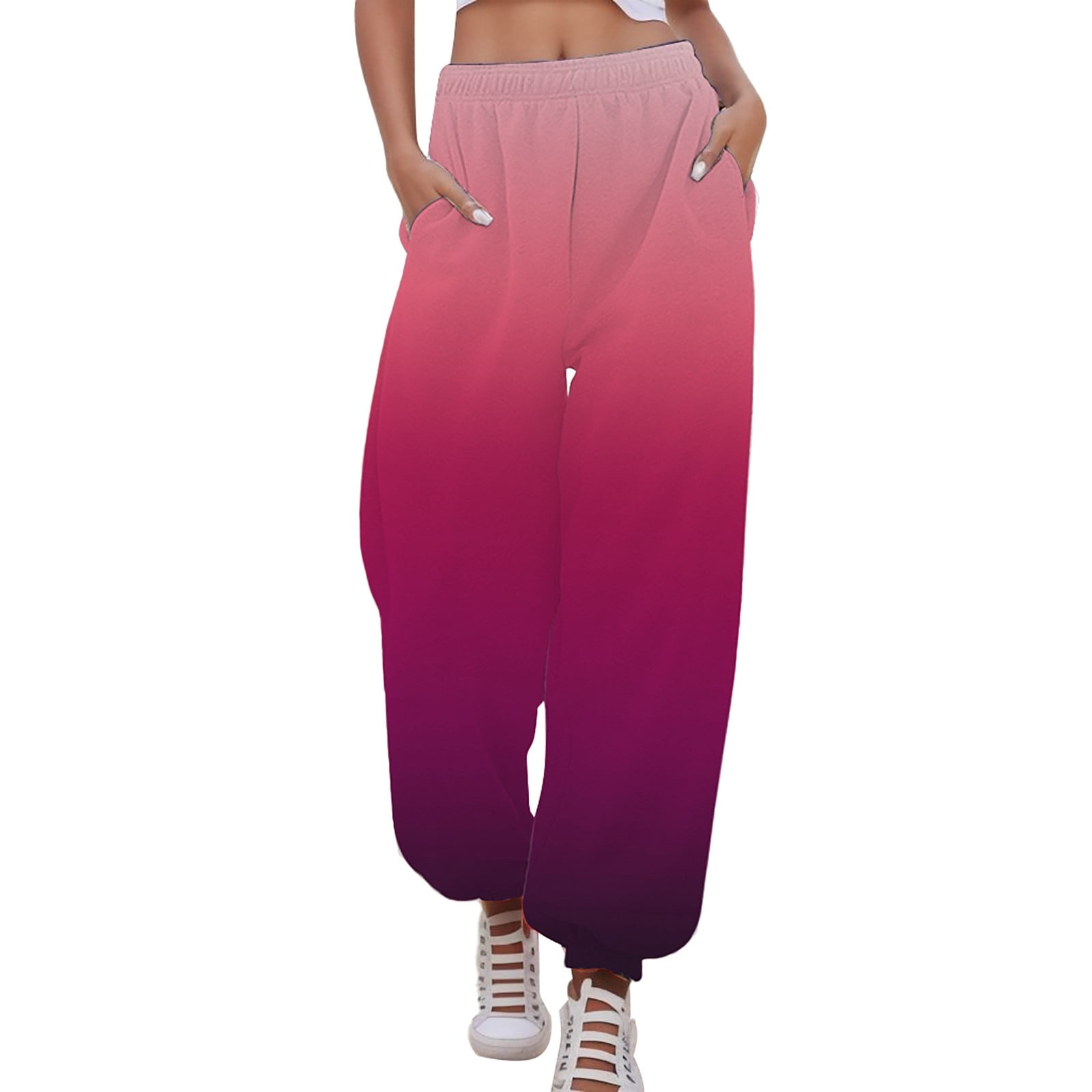 Fshinging Dress Pants Women Gradient Print Casual Harun Toe Sweat ...