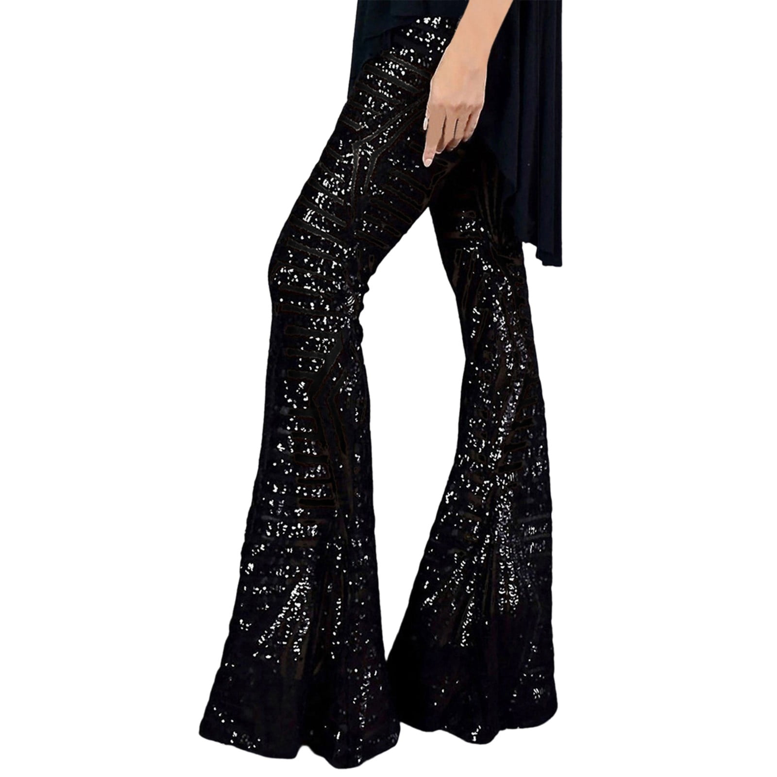Fshinging Dress Pants Women Sequins Wide Leg Fashion Shiny Hight Waist ...