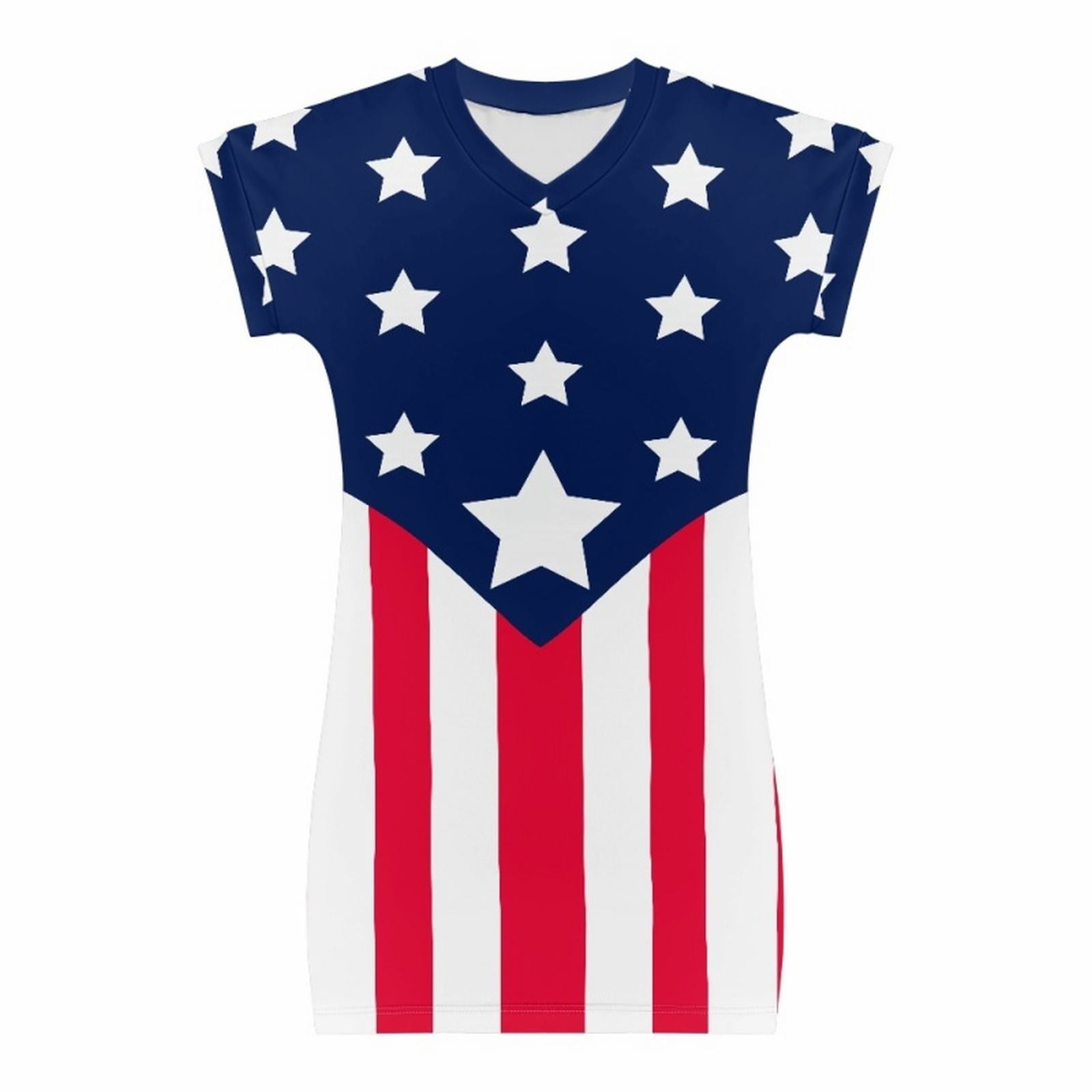 Fshinging Dresses For Girls 2025 Short Sleeve Independence Day Star ...
