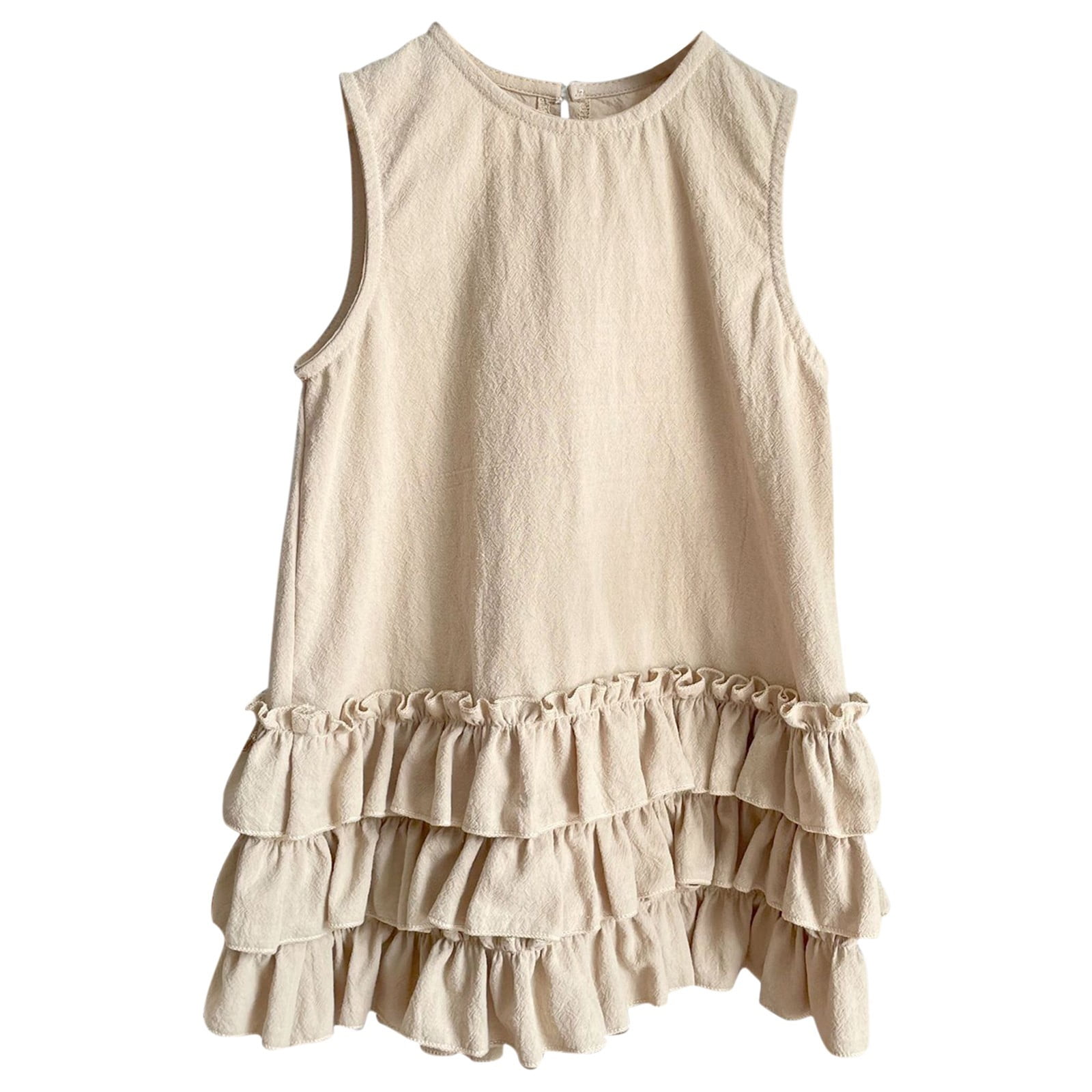 Fshinging Dresses For Girls 2025 Sleeveless Ruffle Hem Summer Sundress ...