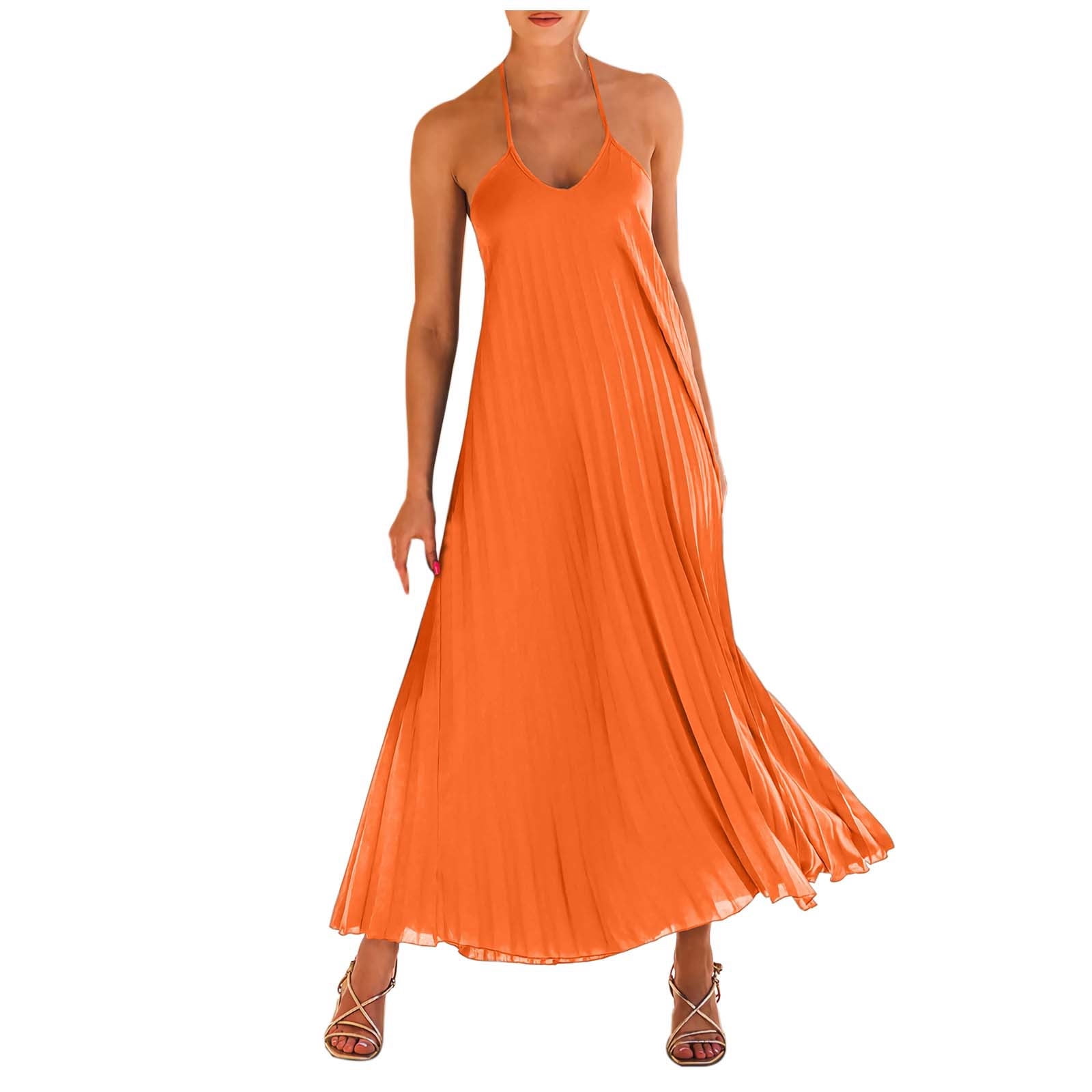 Fshinging Dresses For Women 2025 Casual A Pose Pleated Beach Resort ...