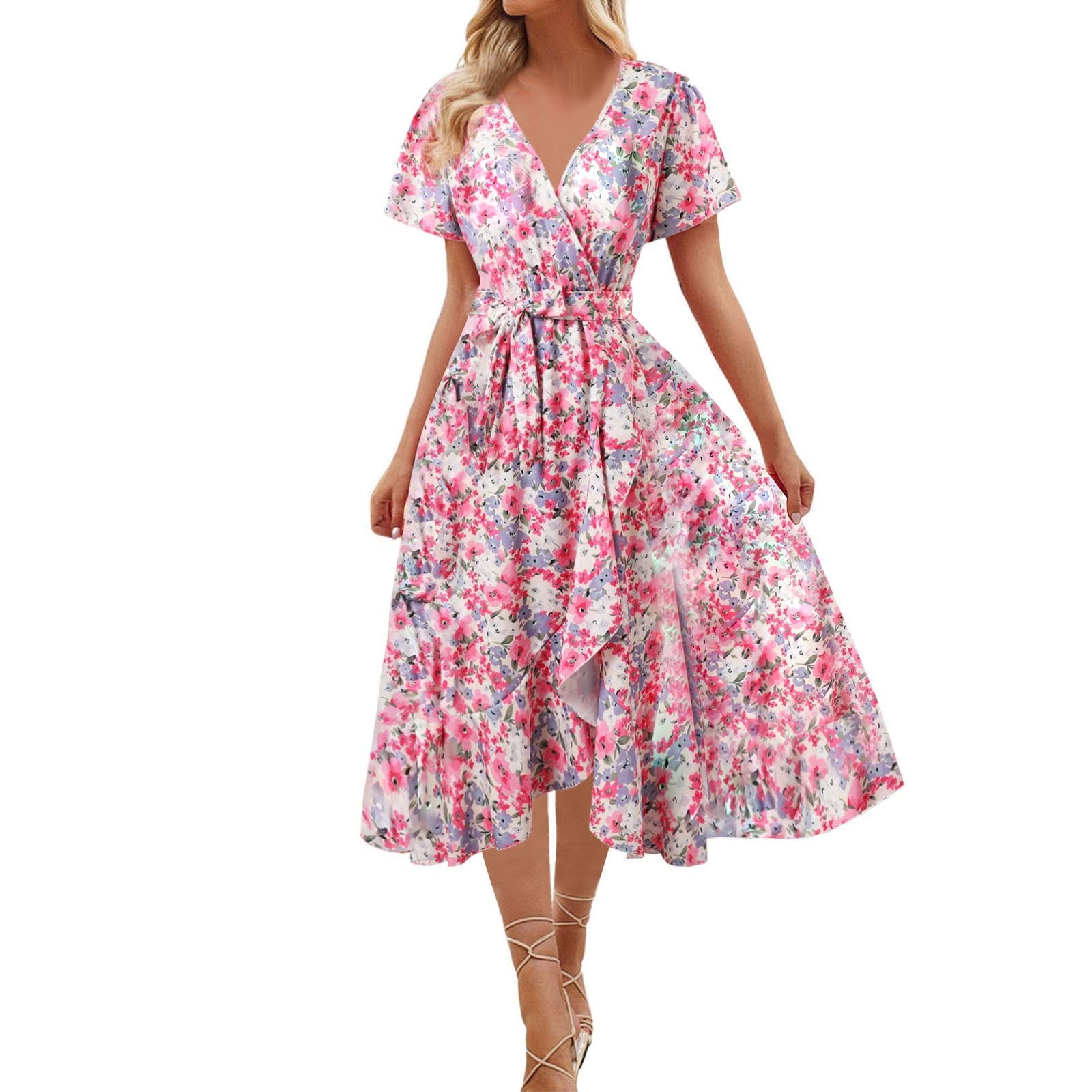 Fshinging Dresses For Women 2025 Elegant Classy 2025 Floral Boho Wrap V ...