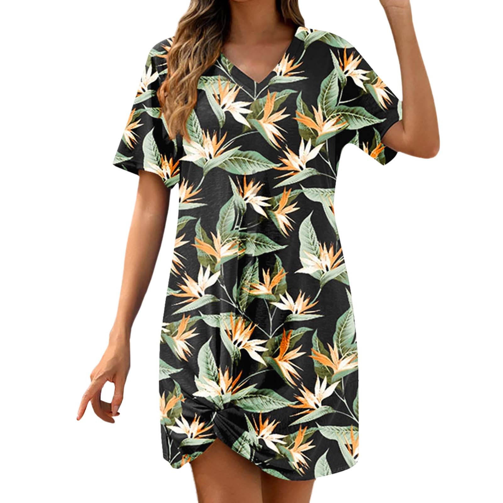 Fshinging Dresses For Women 2025 Elegant Classy 2025 New V Neck Short Sleeve Side Knotted Short ...