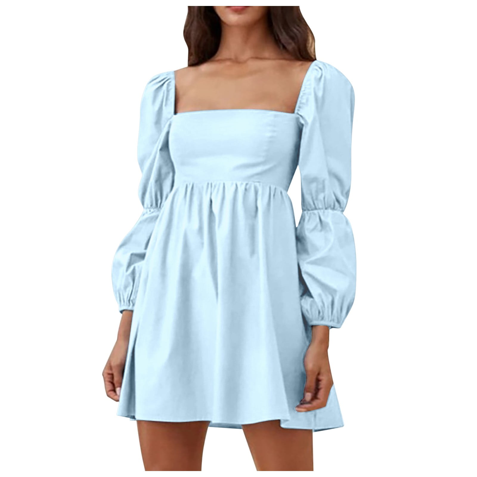 Fshinging Dresses For Women 2025 Elegant Classy Solid Puff Long Sleeve ...