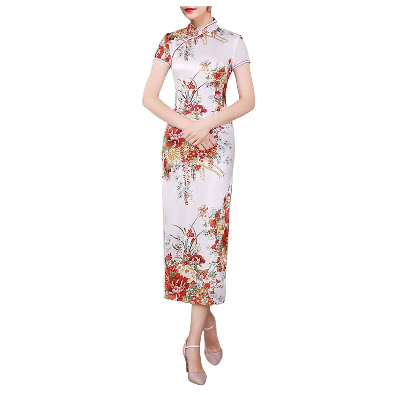 Fshinging Dresses For Women Chinese Style Floral Print Cheongsam Plus ...