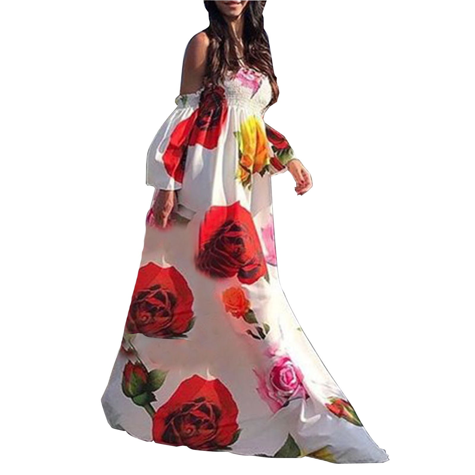 Fshinging Elegant Dresses For Women Strapless A Long Flowy Maxi Off ...