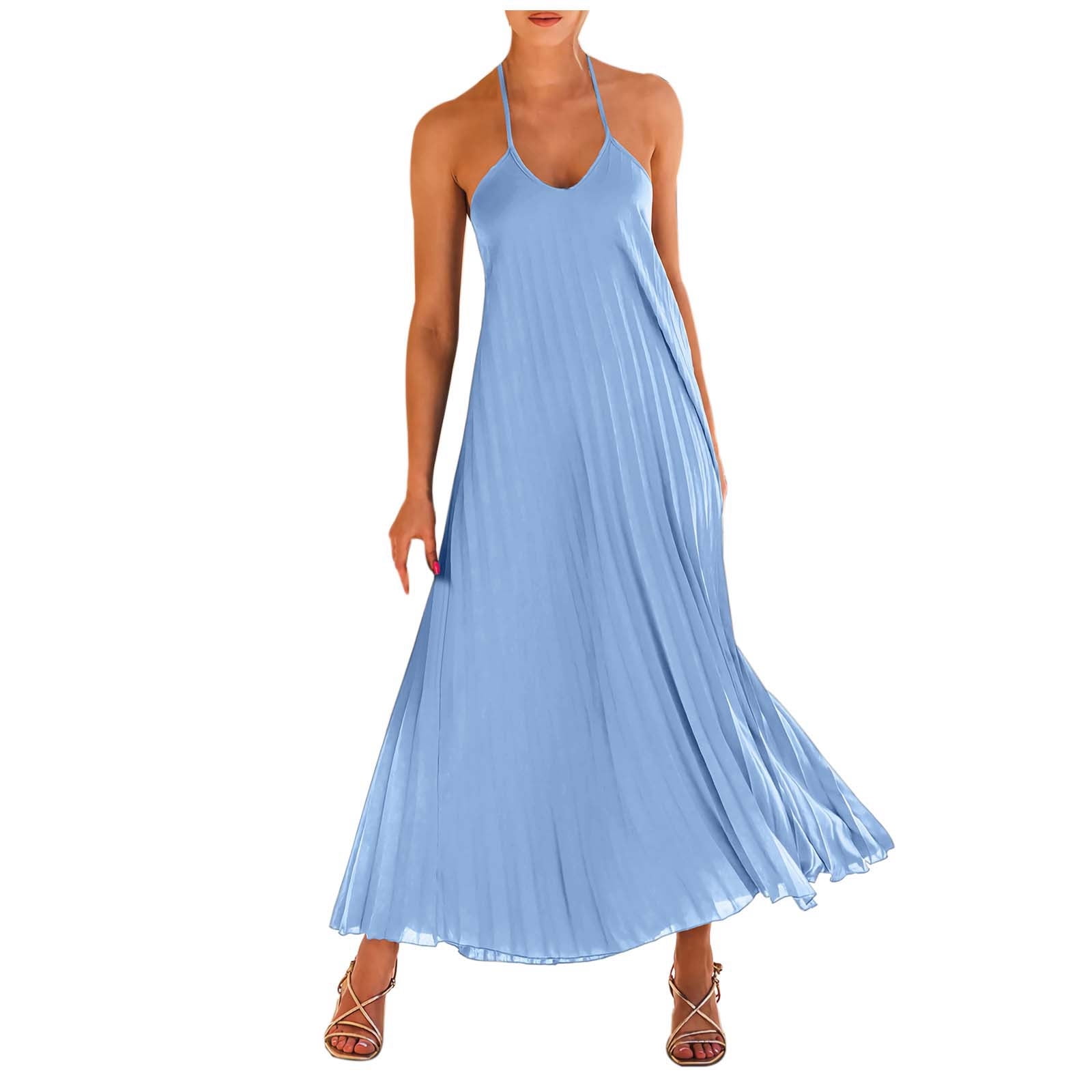 Fshinging Elegant Women Dresses Casual A Pose Pleated Beach Resort ...