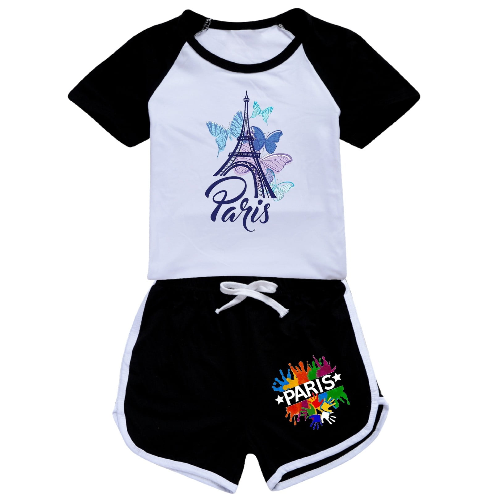 Fshinging Girls Outfirs And French Tower Tourism Commemorative Print ...