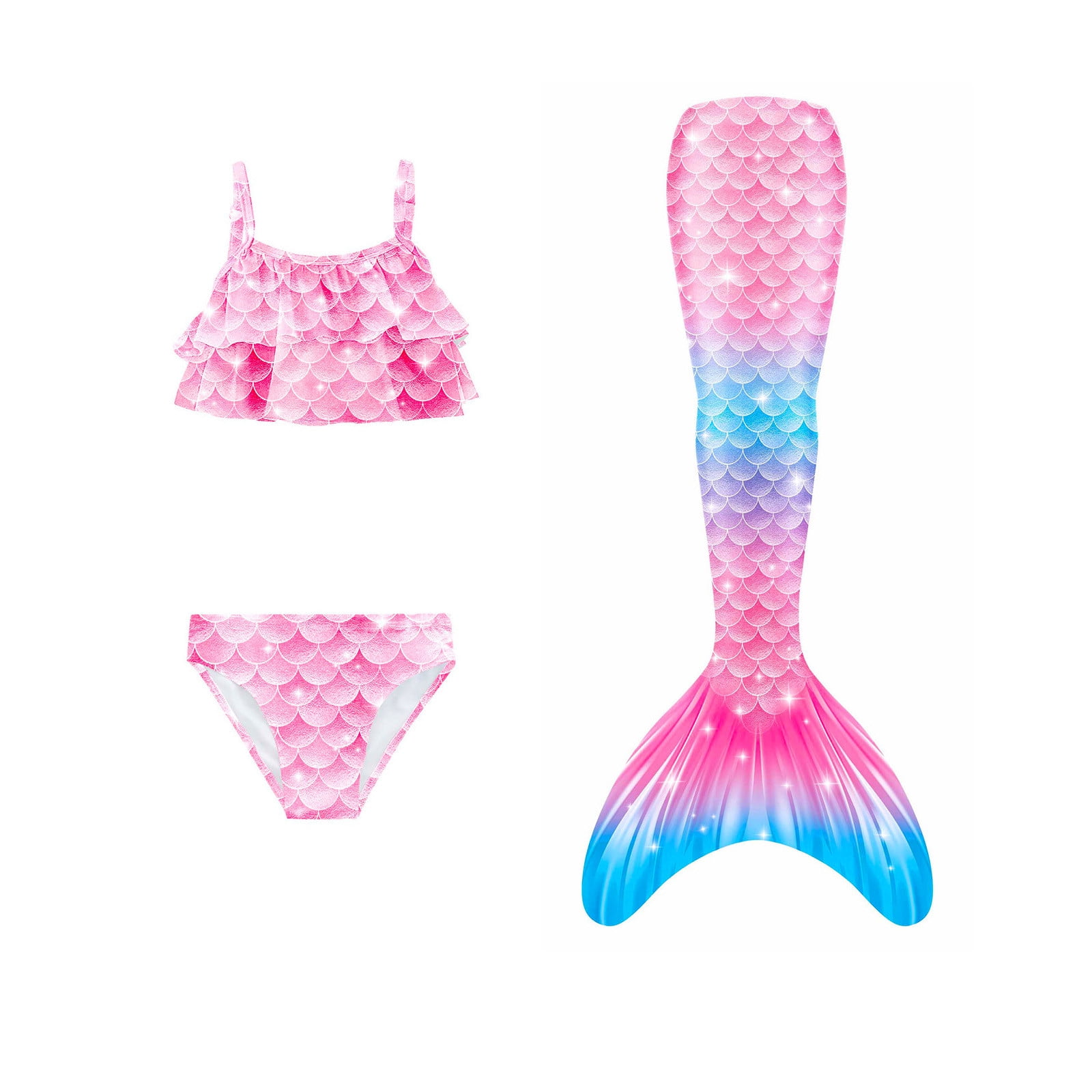 Fshinging Girls Swimsuit Gradient Tail Set For Princess Hot Spring ...