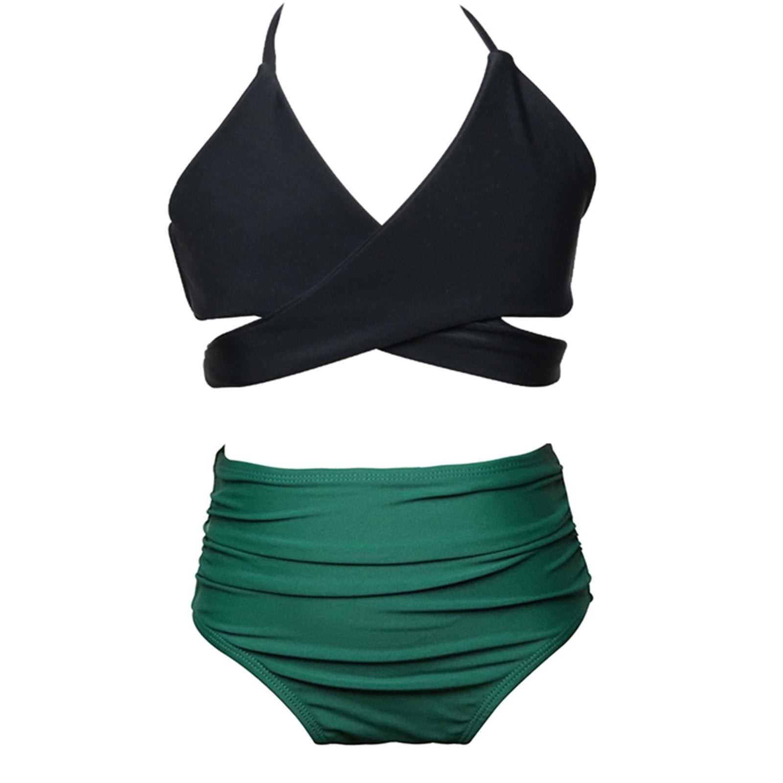 Fshinging Girls Swimwear Cross Bandage Lace Up Halter Bikini Tops And ...