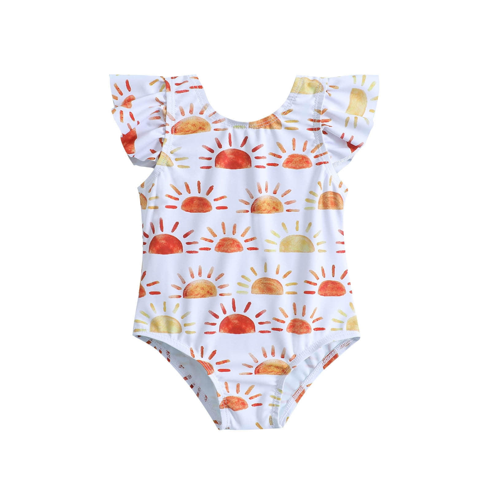 Fshinging Girls Swimwear Summer Ruffles Sun Prints One Piece Beach ...