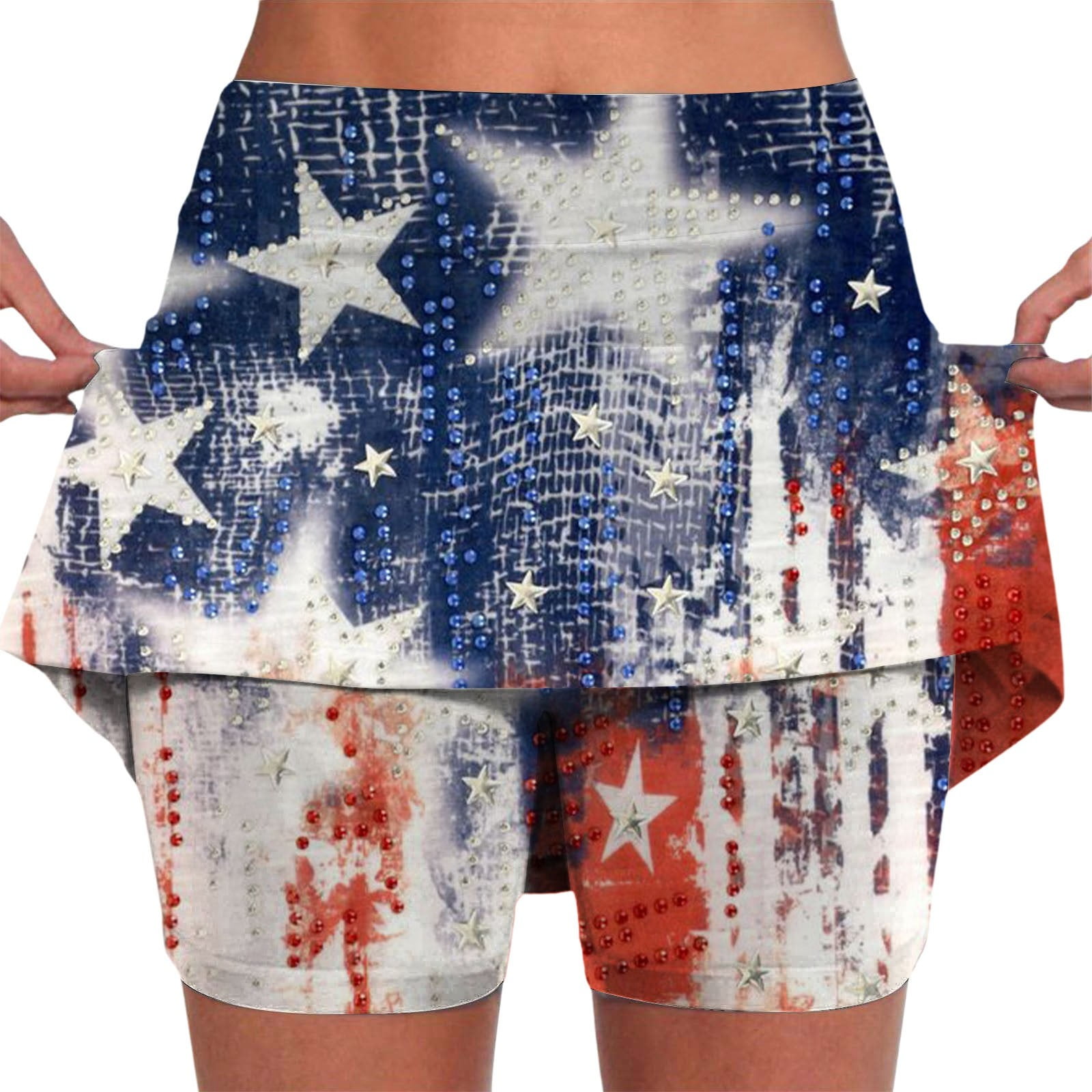 Fshinging Hiking Shorts Women Summer Skirts Printed Star Red And White ...