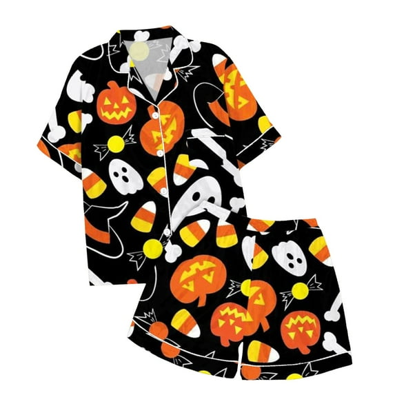 Fshinging Kids Girls Pajamas 2 Piece Set Pumpkin Scary Horror Ghost ...
