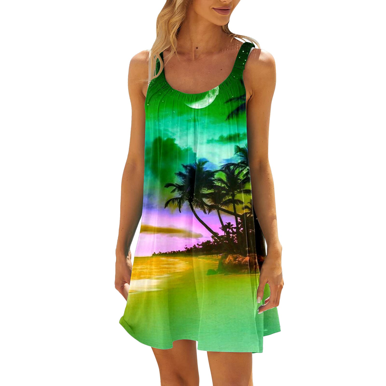 Fshinging Maxi Dresses For Seniors Beach Solid Sleeveless Backless ...