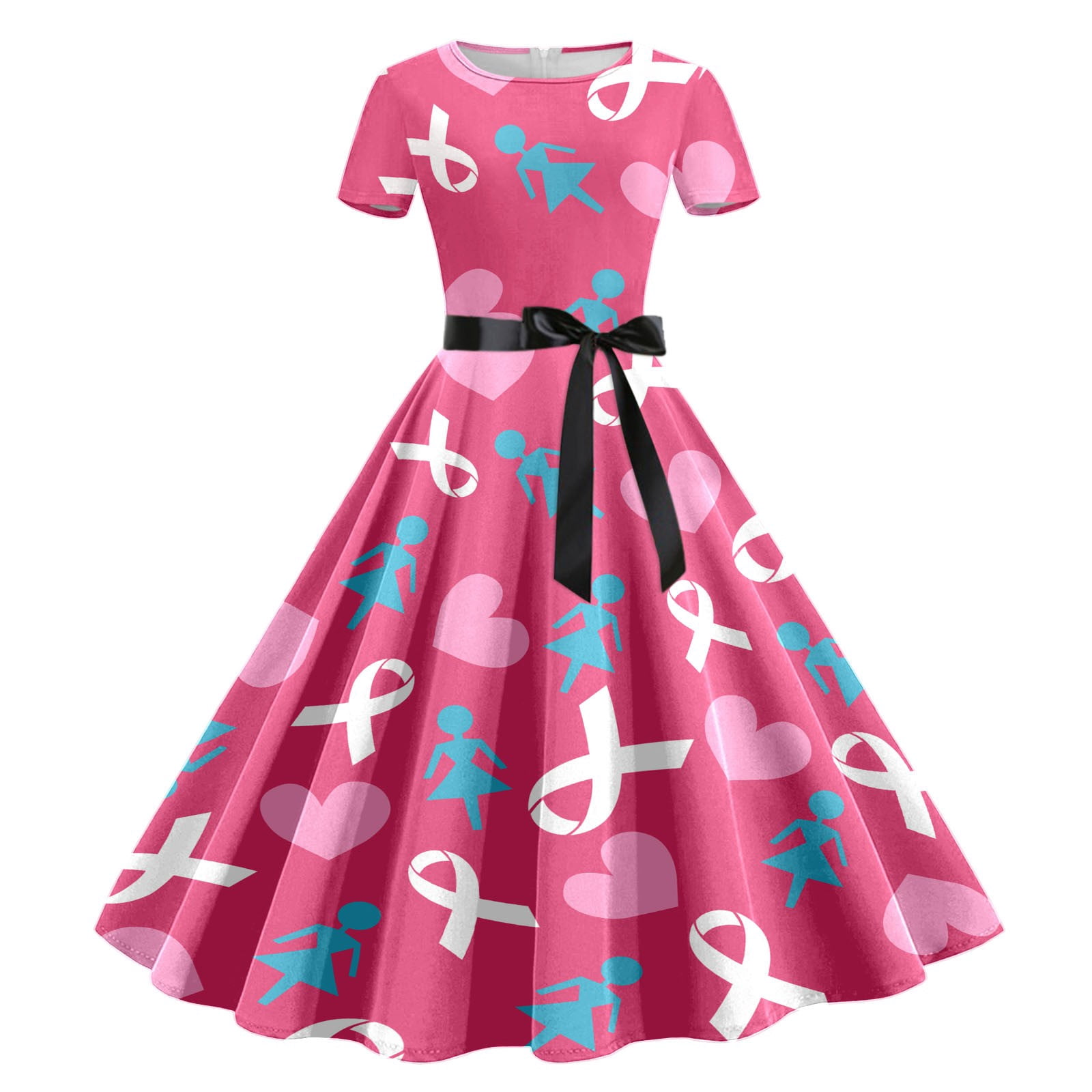 Fshinging Maxi Dresses For Seniors Cancer Pink Ribbon Awareness Print ...