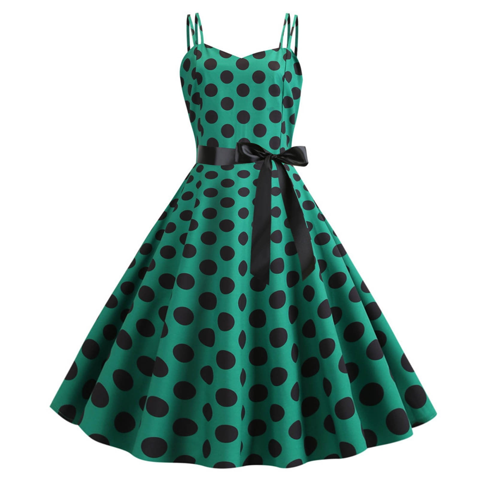 Fshinging Midi Dresses For Women Polka Dot Vintage 1950S Halterneck ...