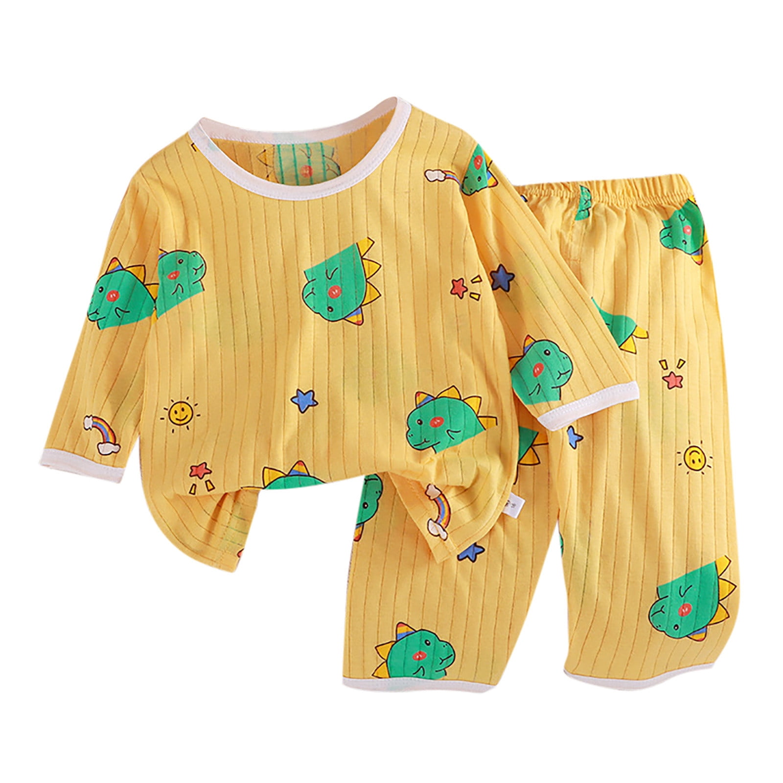 Fshinging Pajamas Suit For Boys Cute Cartoon Full Dinosaur Print Long Sleeve Tops And Pants 2 ...