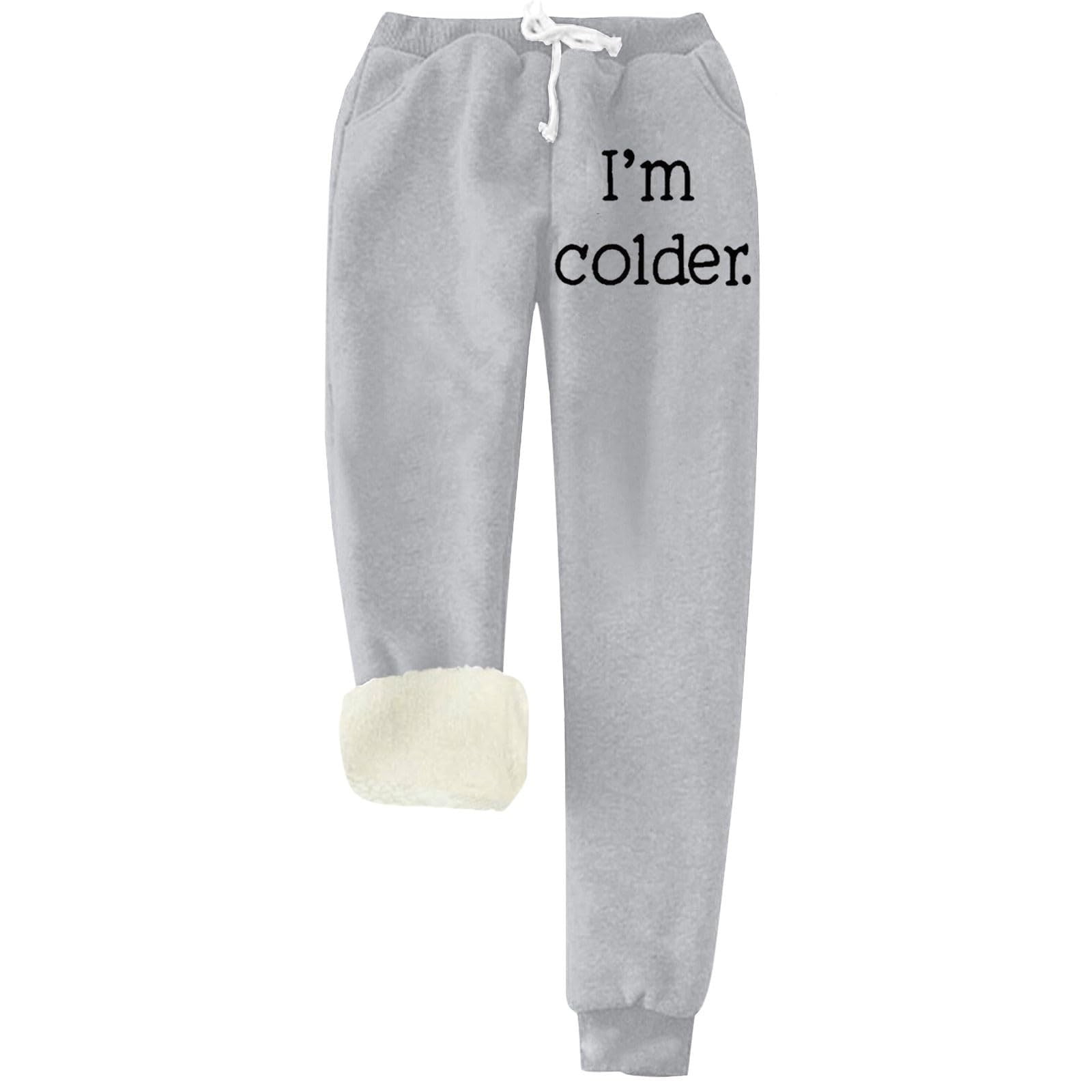 Fshinging Pants For Women I'M Colder Letter Print Elastic Waist Casual ...