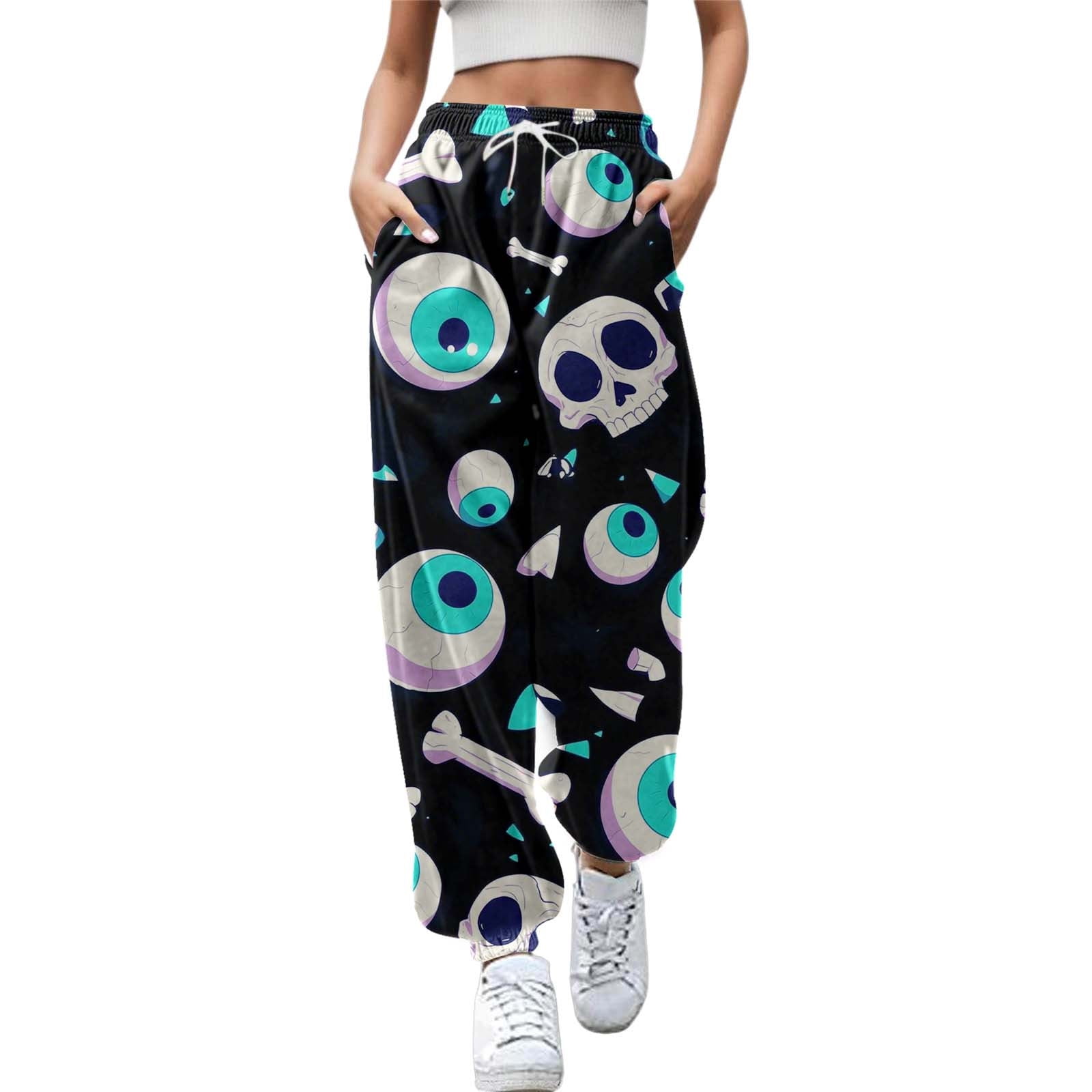 Fshinging Pants for Women Dressy Halloween Sweatpants Baggy Elastic ...
