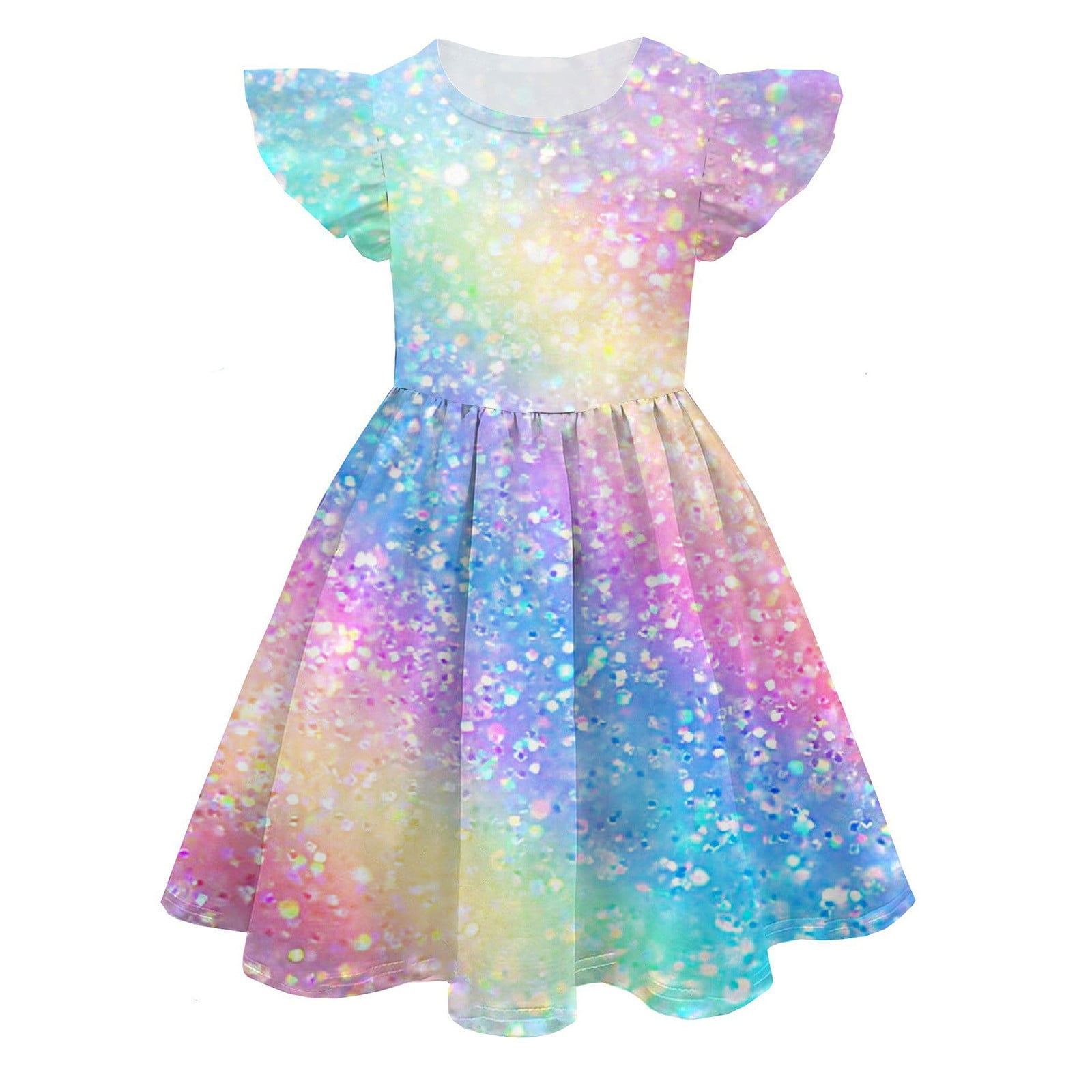 Fshinging Party Dresses For Girls Summer Color 3D Digital Print Cute ...